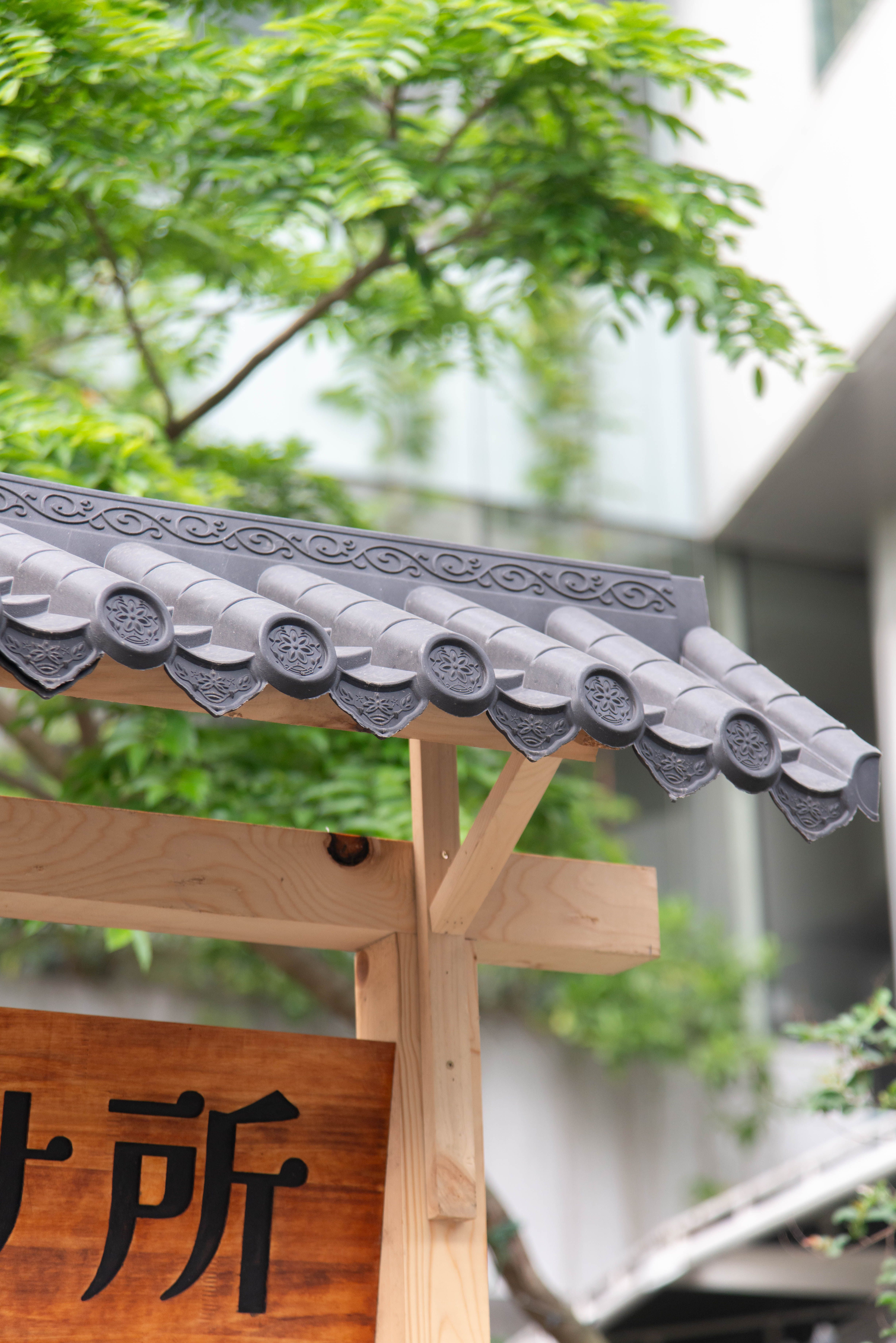 Traditional Japanese Roof Detail in Urban Setting · Free Stock Photo