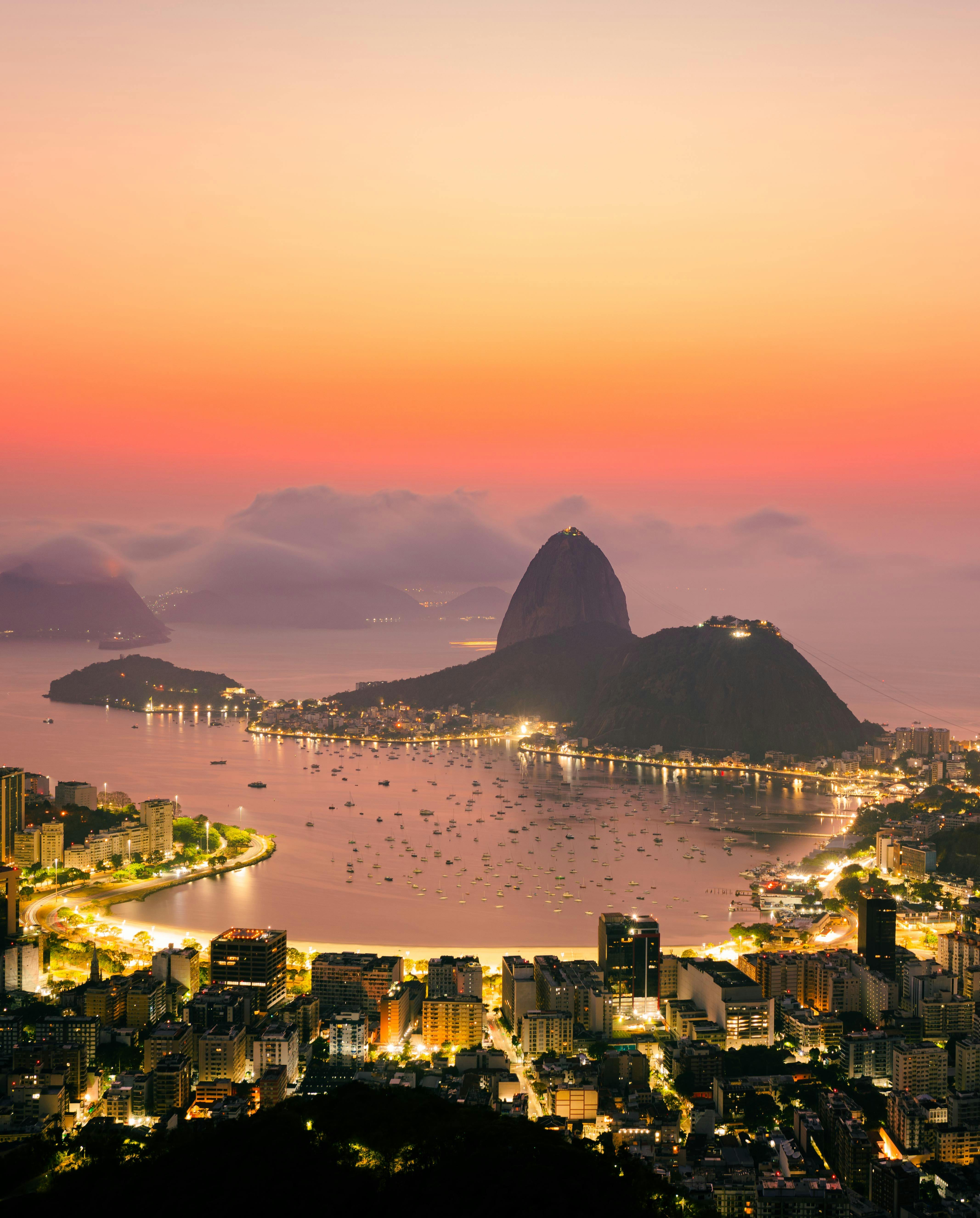 Sunset Over Rio de Janeiro and Sugarloaf Mountain · Free Stock Photo