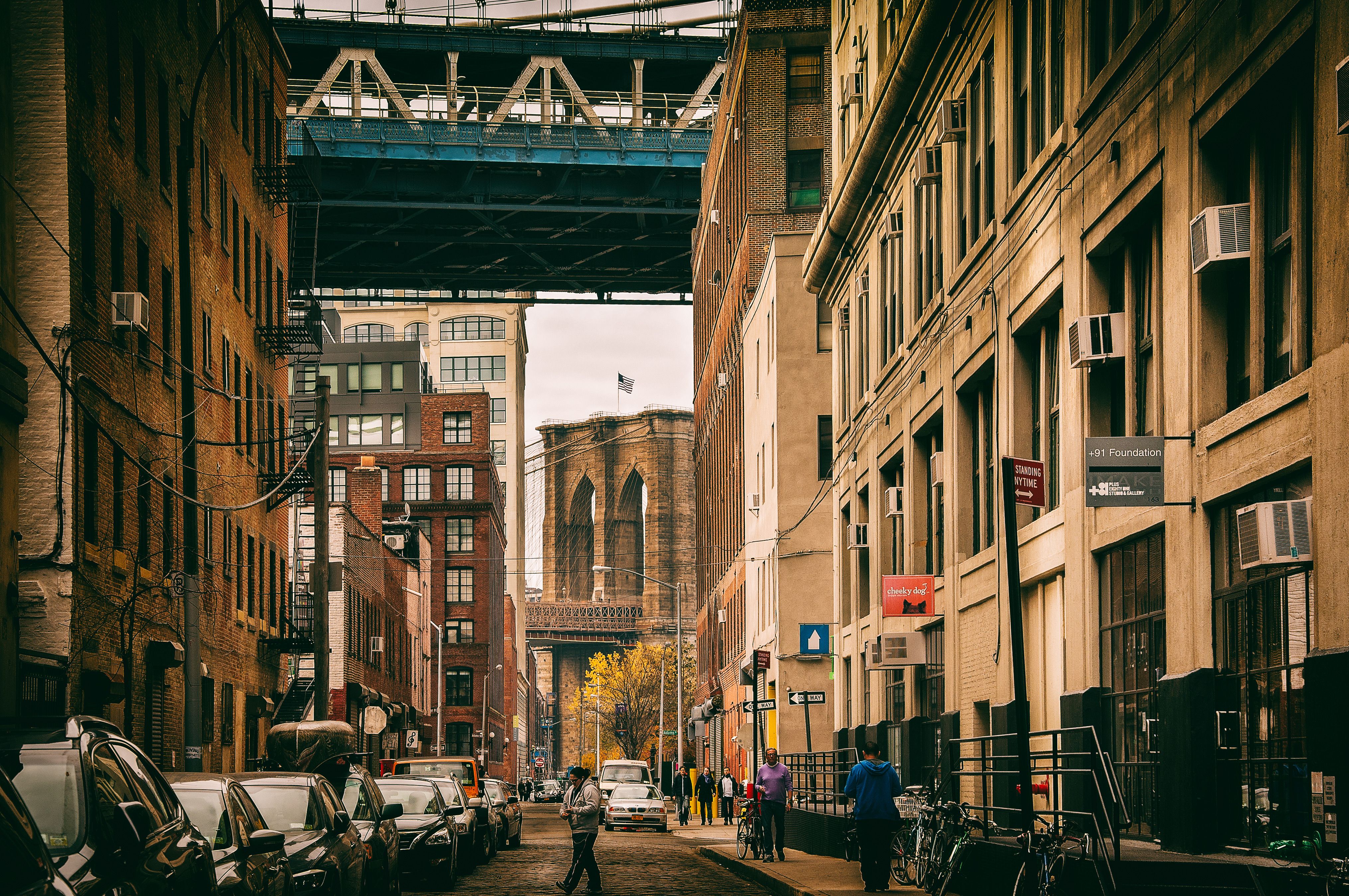 Scenic View of Brooklyn Street with Bridge · Free Stock Photo
