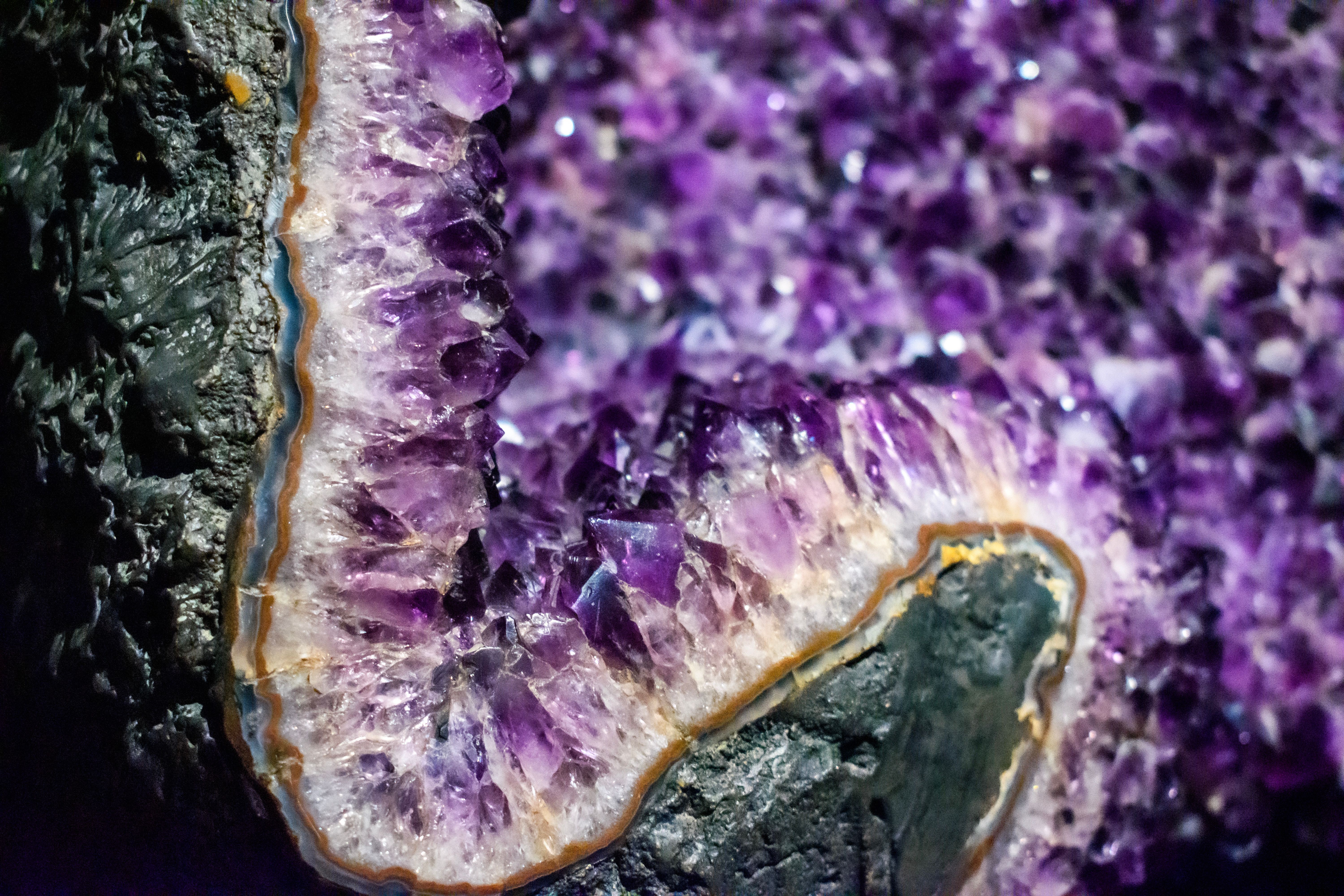 Close-Up of Vibrant Amethyst Crystal Geode · Free Stock Photo