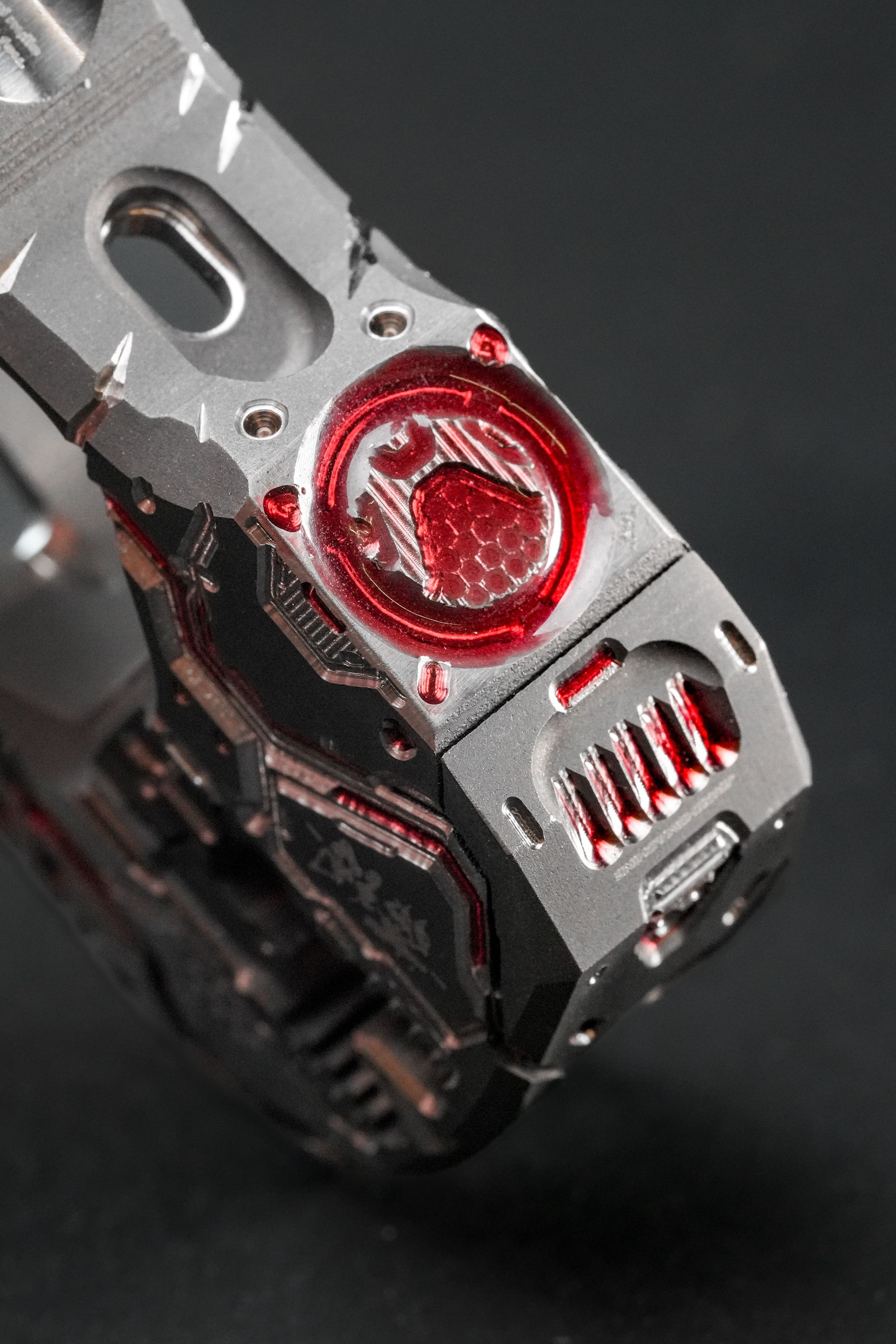 Futuristic Metallic Bracelet with Red LED Accents · Free Stock Photo