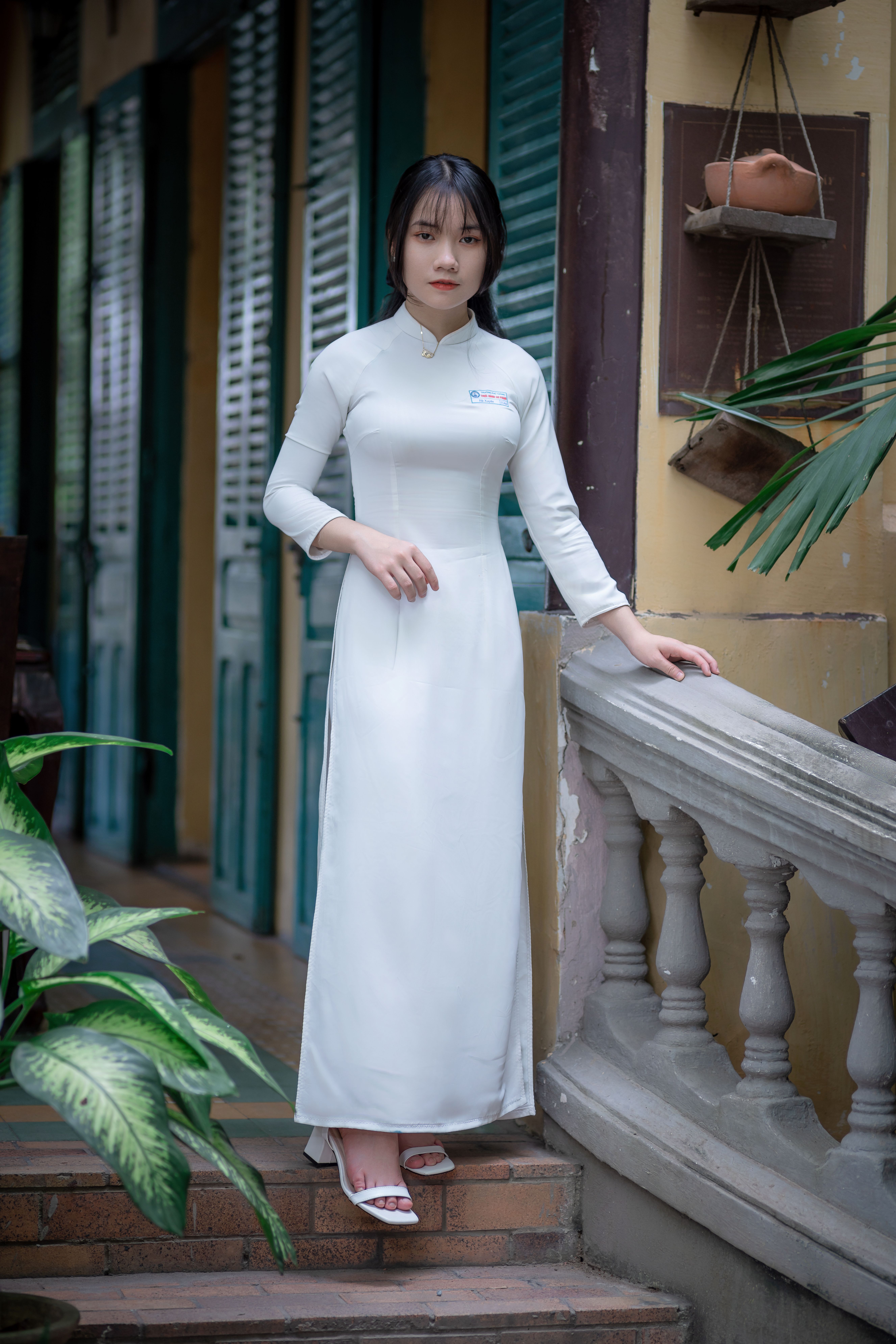 Elegant Woman in White Traditional Dress · Free Stock Photo