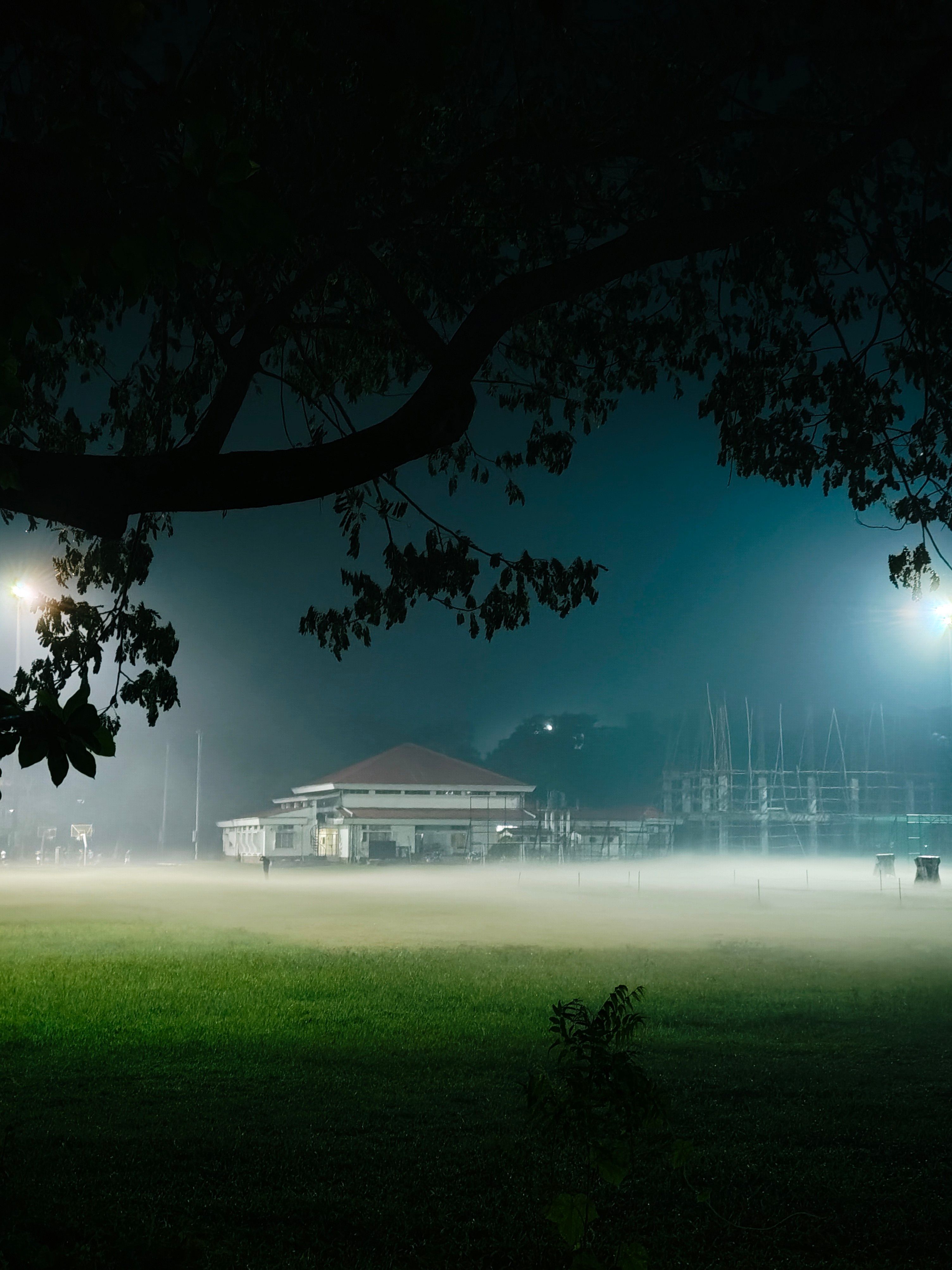 Foggy Night at Tezpur University Campus · Free Stock Photo