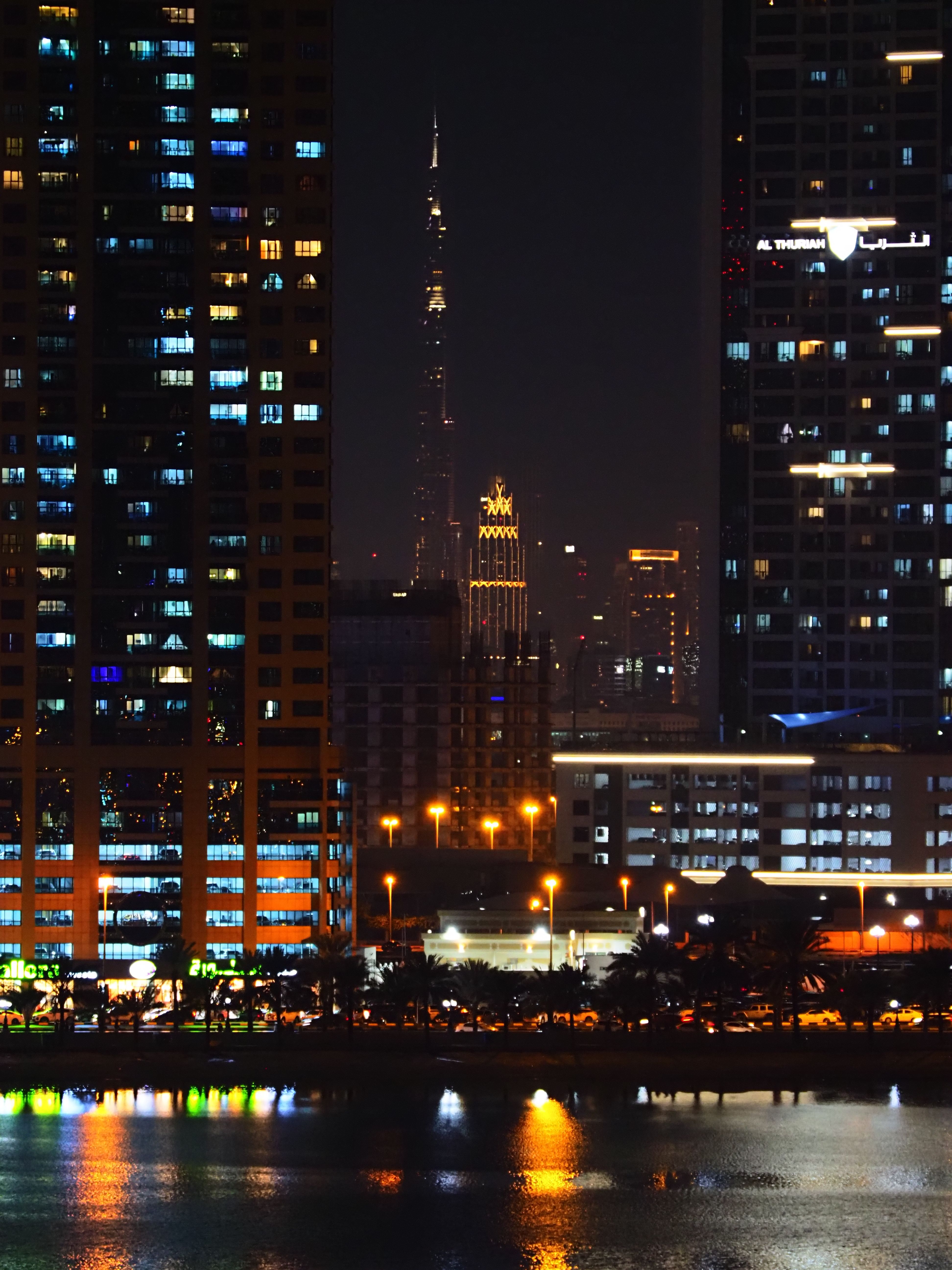 Night View of Dubai Skyline Featuring Burj Khalifa · Free Stock Photo