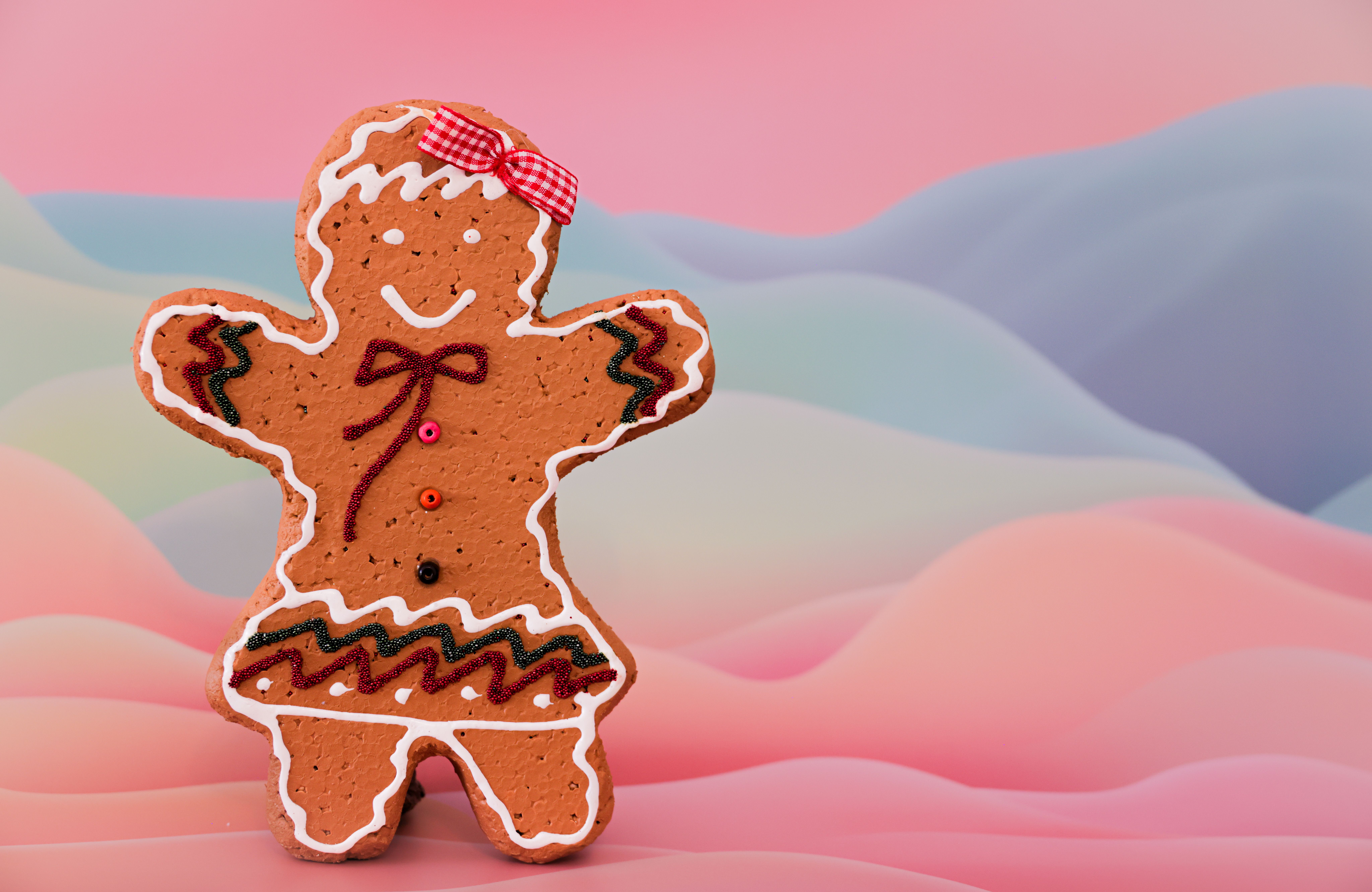Colorful Gingerbread Cookie on Pastel Background · Free Stock Photo