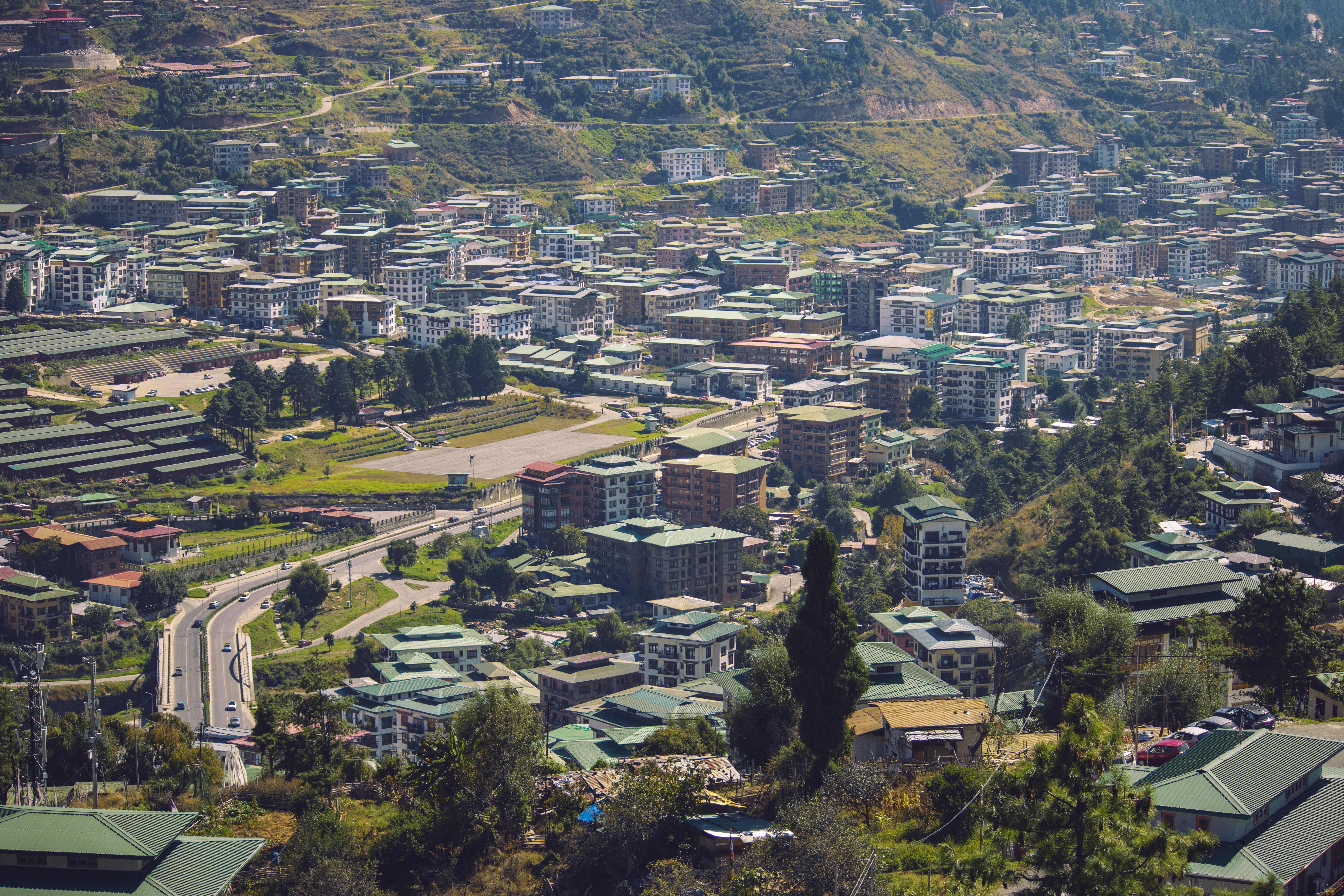 Aerial View of Thimphu Cityscape in Bhutan · Free Stock Photo