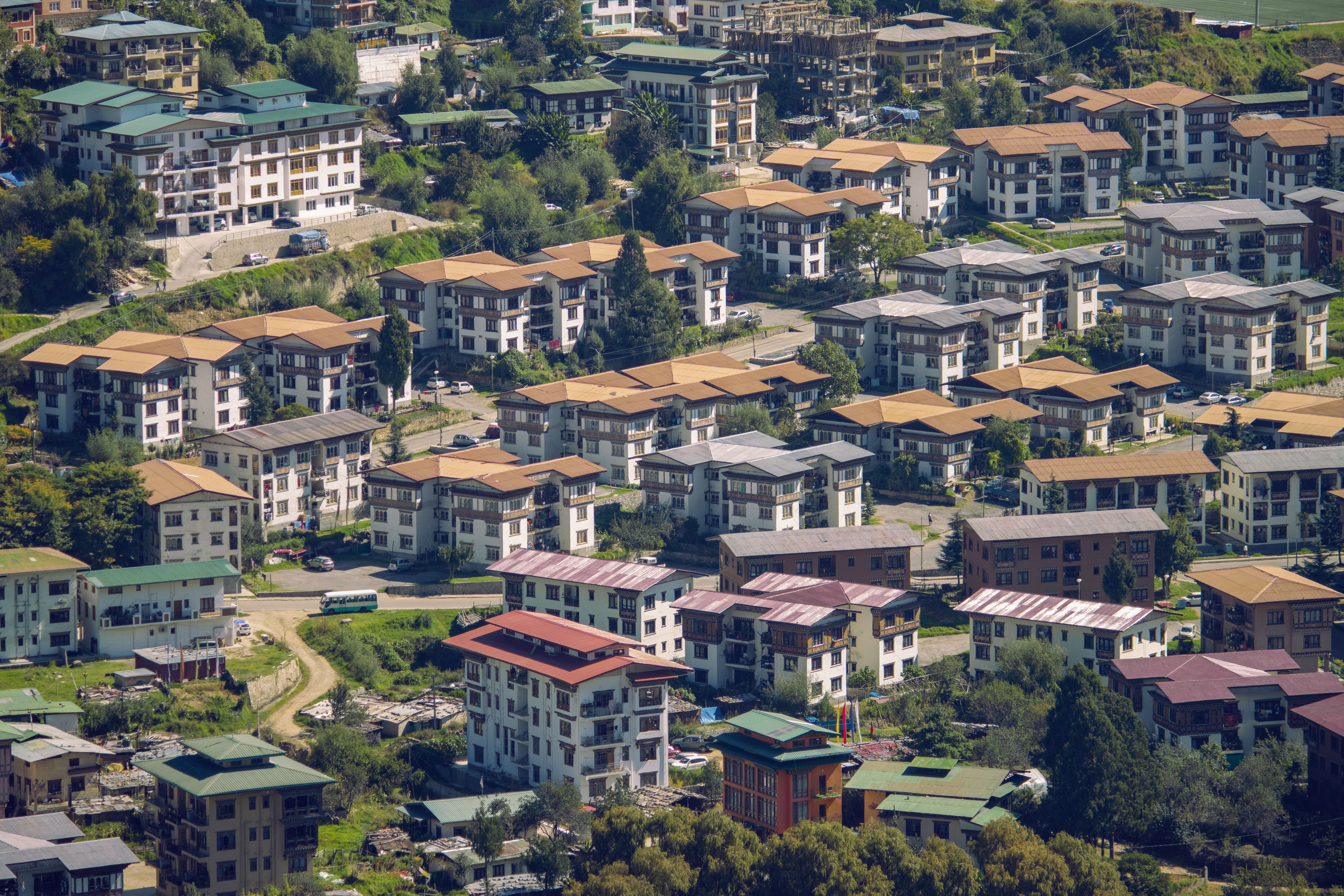 Aerial View of Residential Buildings in Thimphu, Bhutan · Free Stock Photo