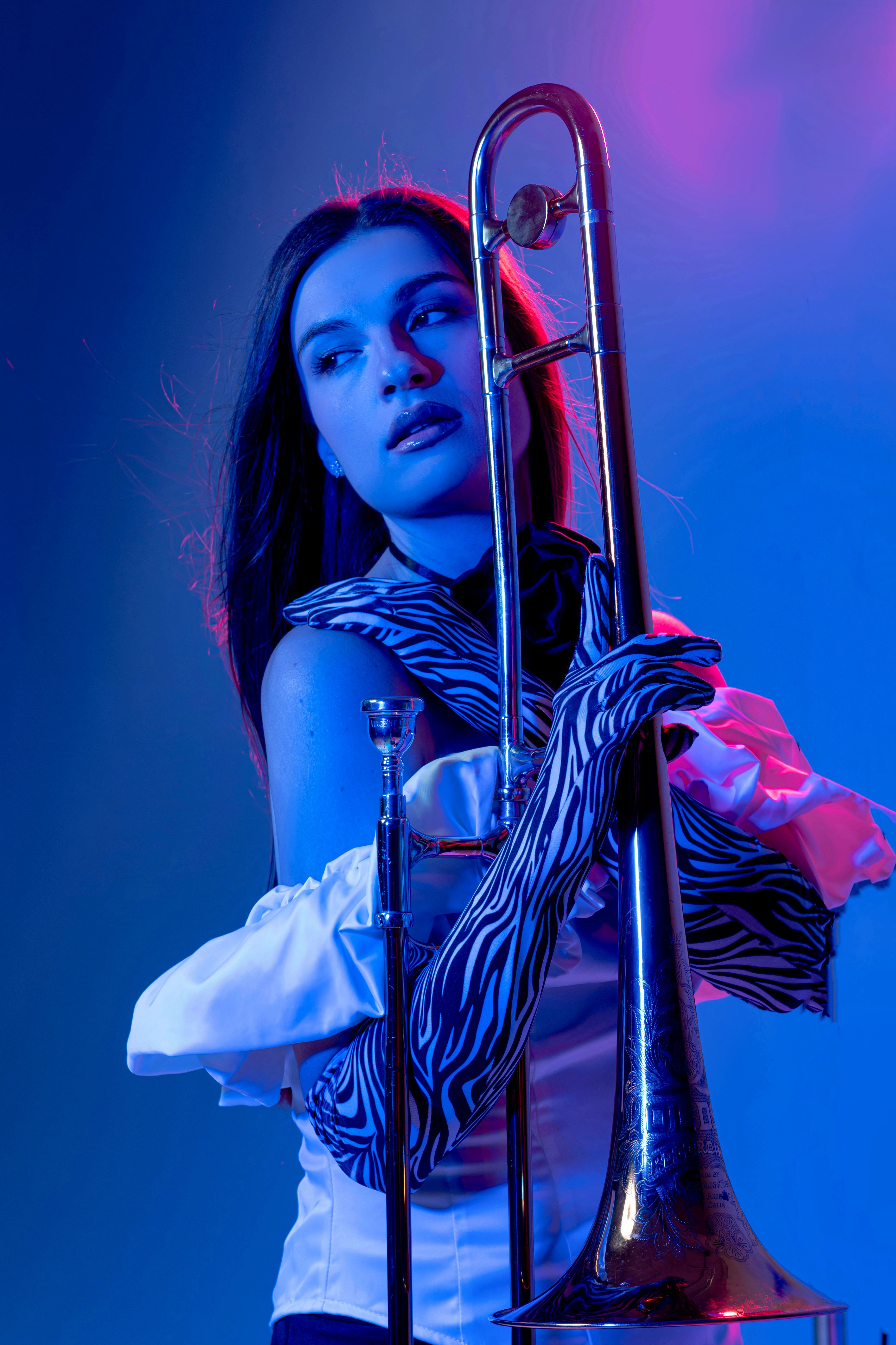 Artistic Portrait of Female Trombone Player · Free Stock Photo