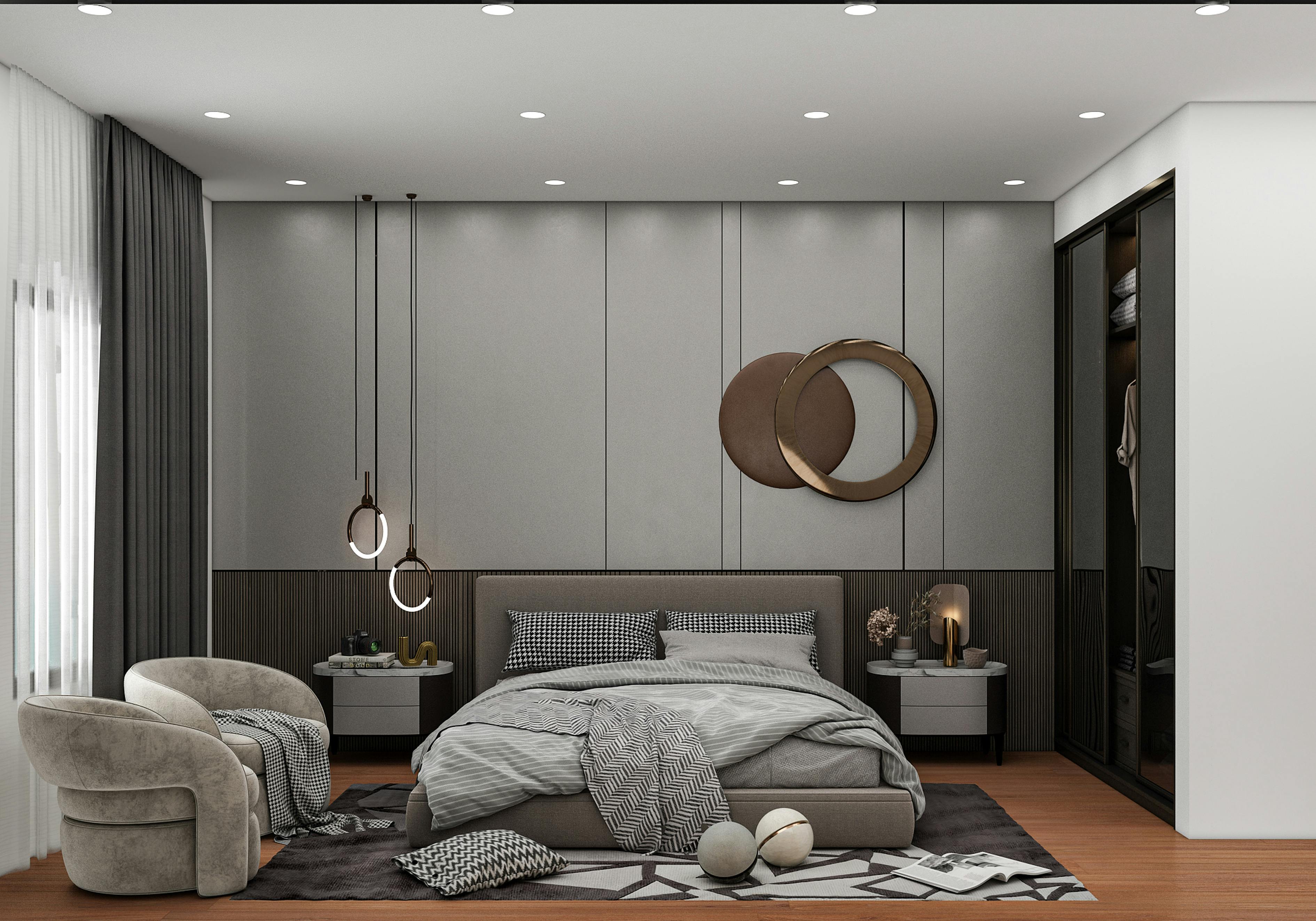Dormitorio Moderno Y Minimalista Con Decoración Elegante · Foto de ...