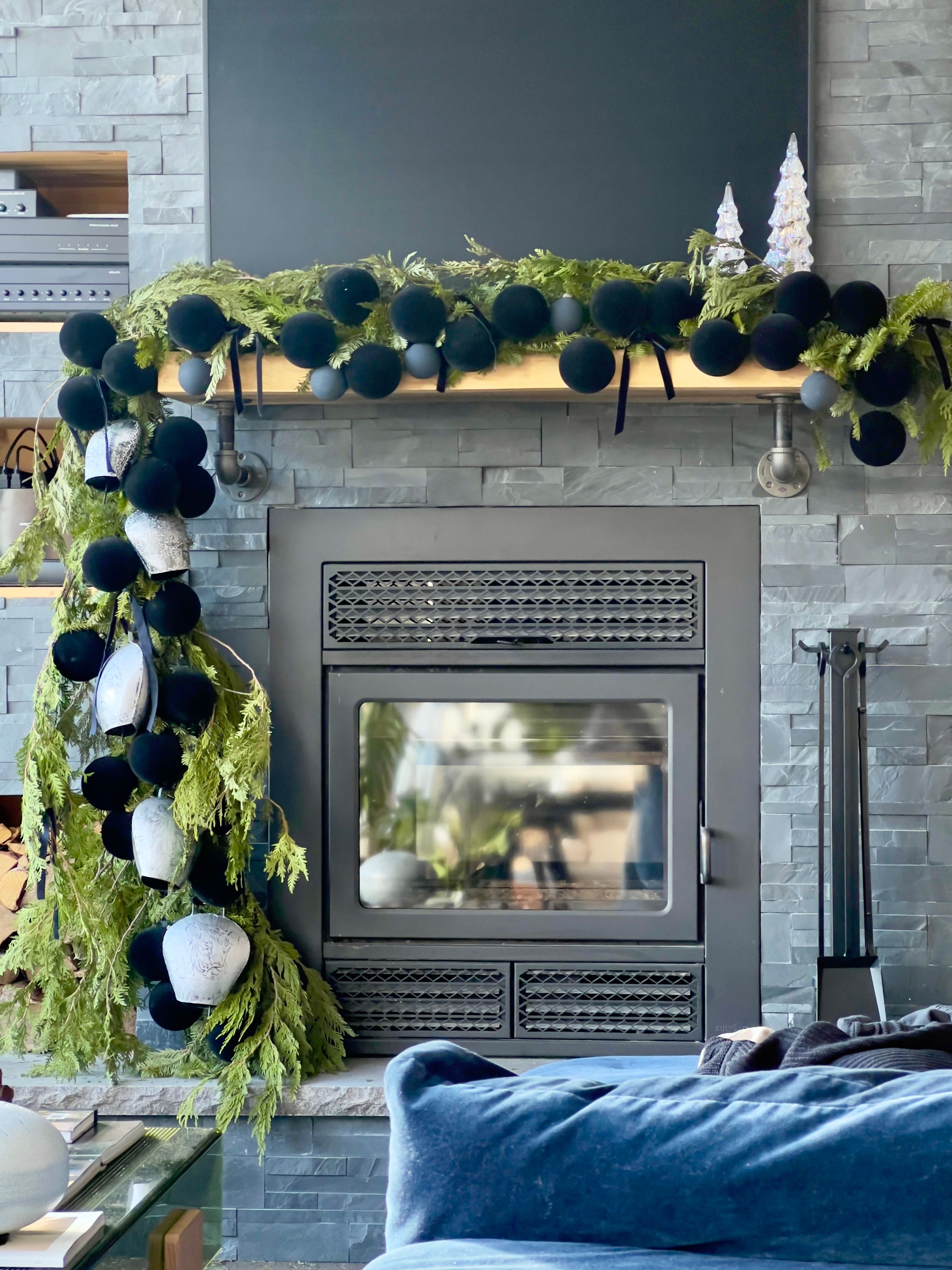 Stylish Modern Fireplace with Festive Decorations · Free Stock Photo