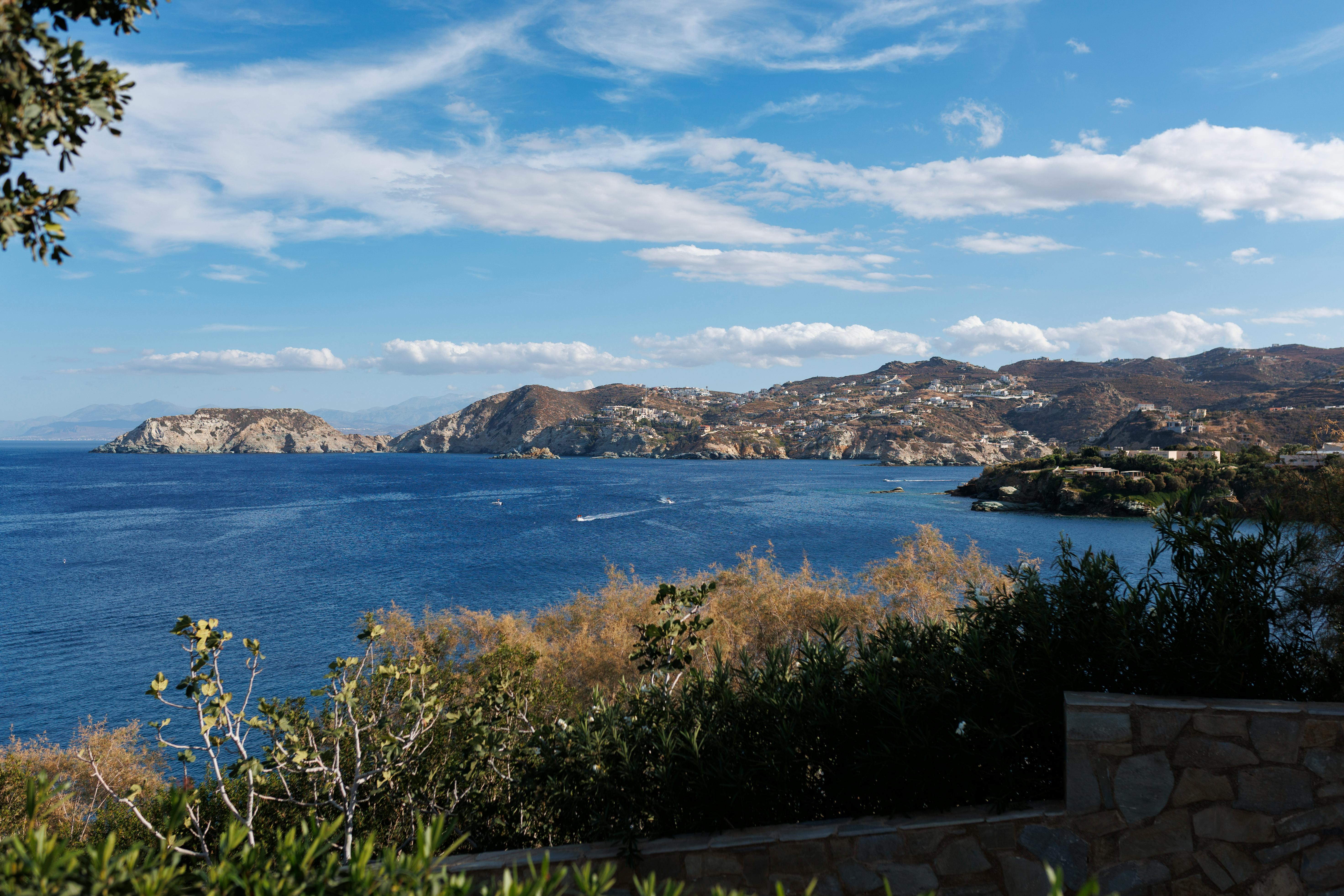 Serene Greek Coastline with Azure Waters · Free Stock Photo