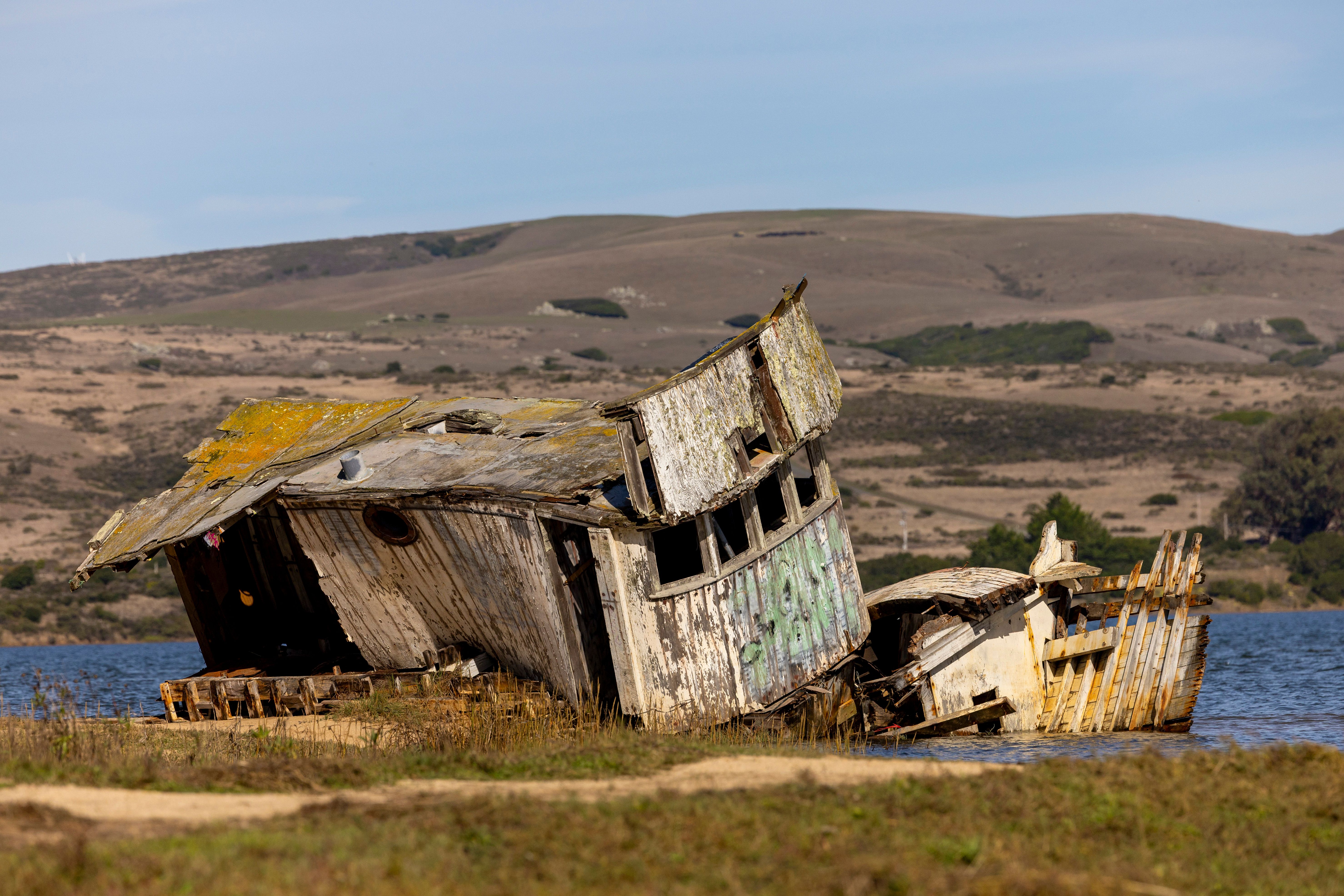Abandoned Shipwreck at Point Reyes Shoreline · Free Stock Photo