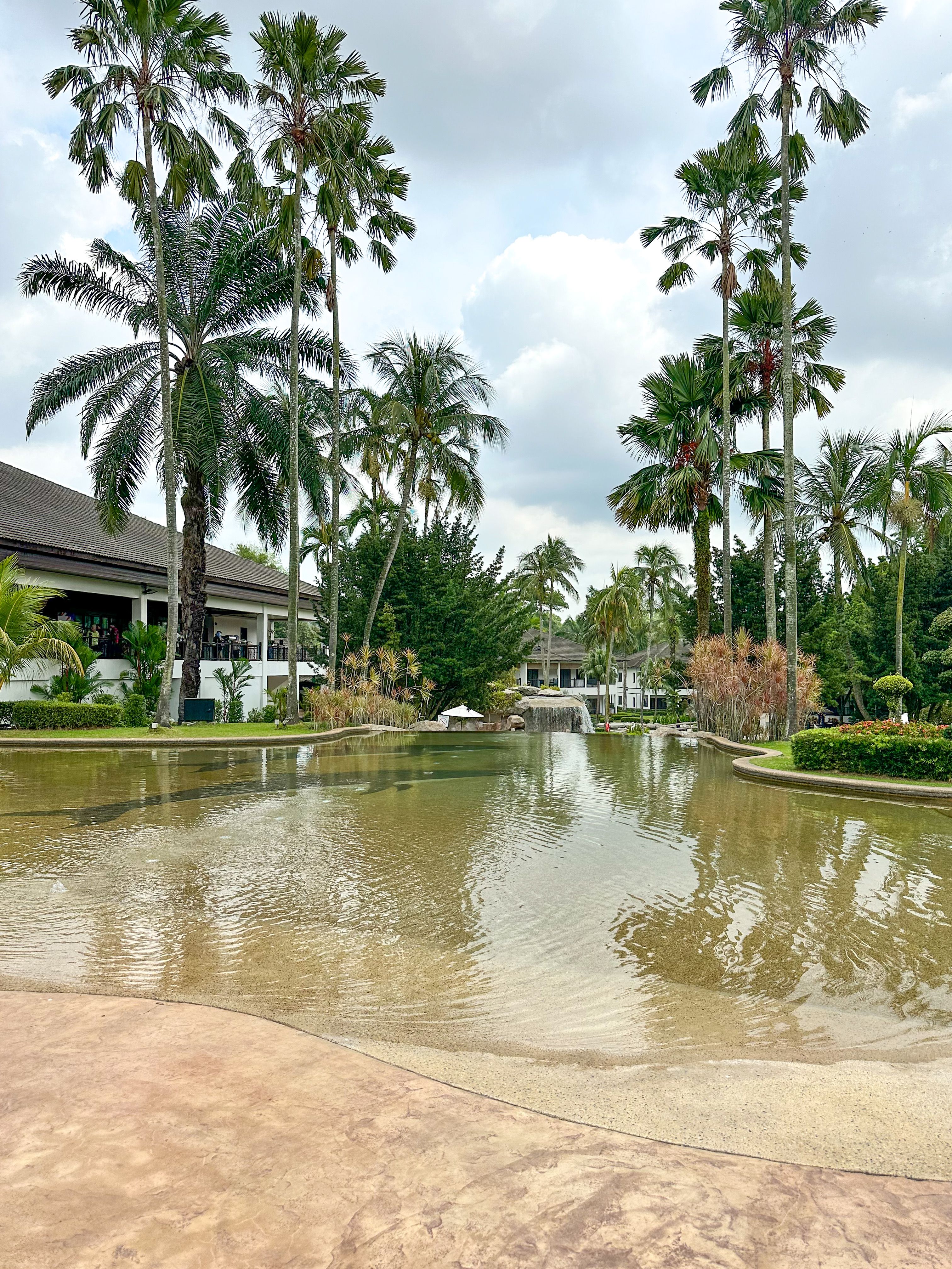 Tropical Resort with Palm Trees and Pond · Free Stock Photo