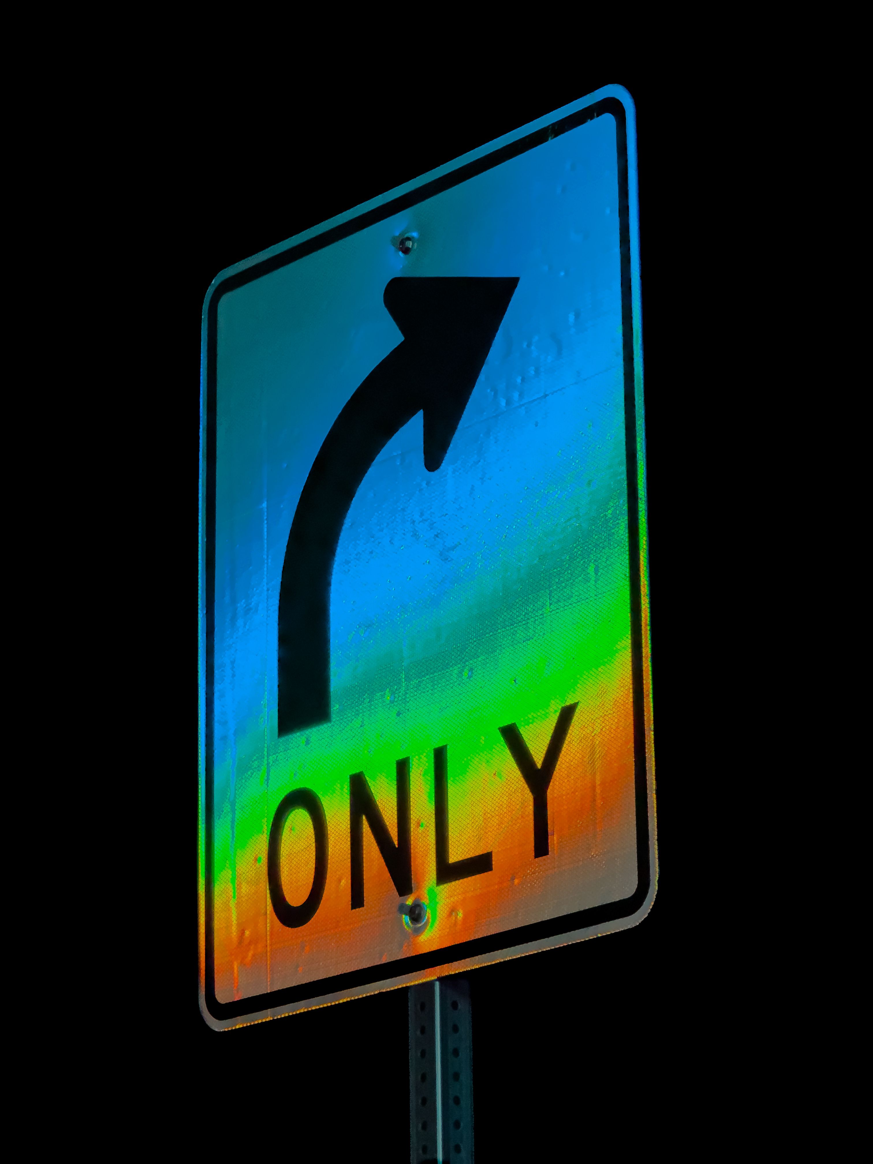 Colorful Night Street Sign with Arrow · Free Stock Photo