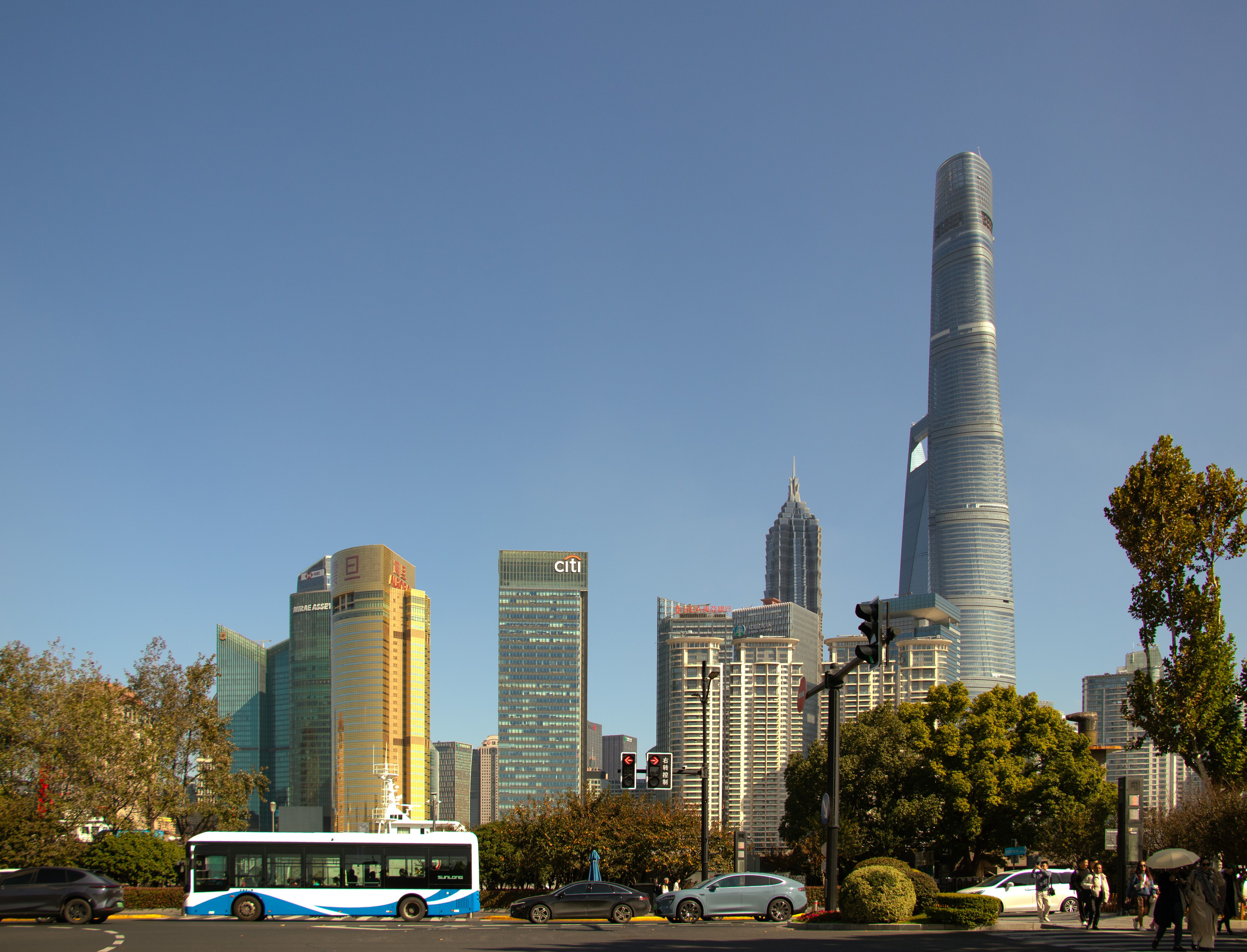 Shanghai Skyscrapers under Bright Blue Sky · Free Stock Photo