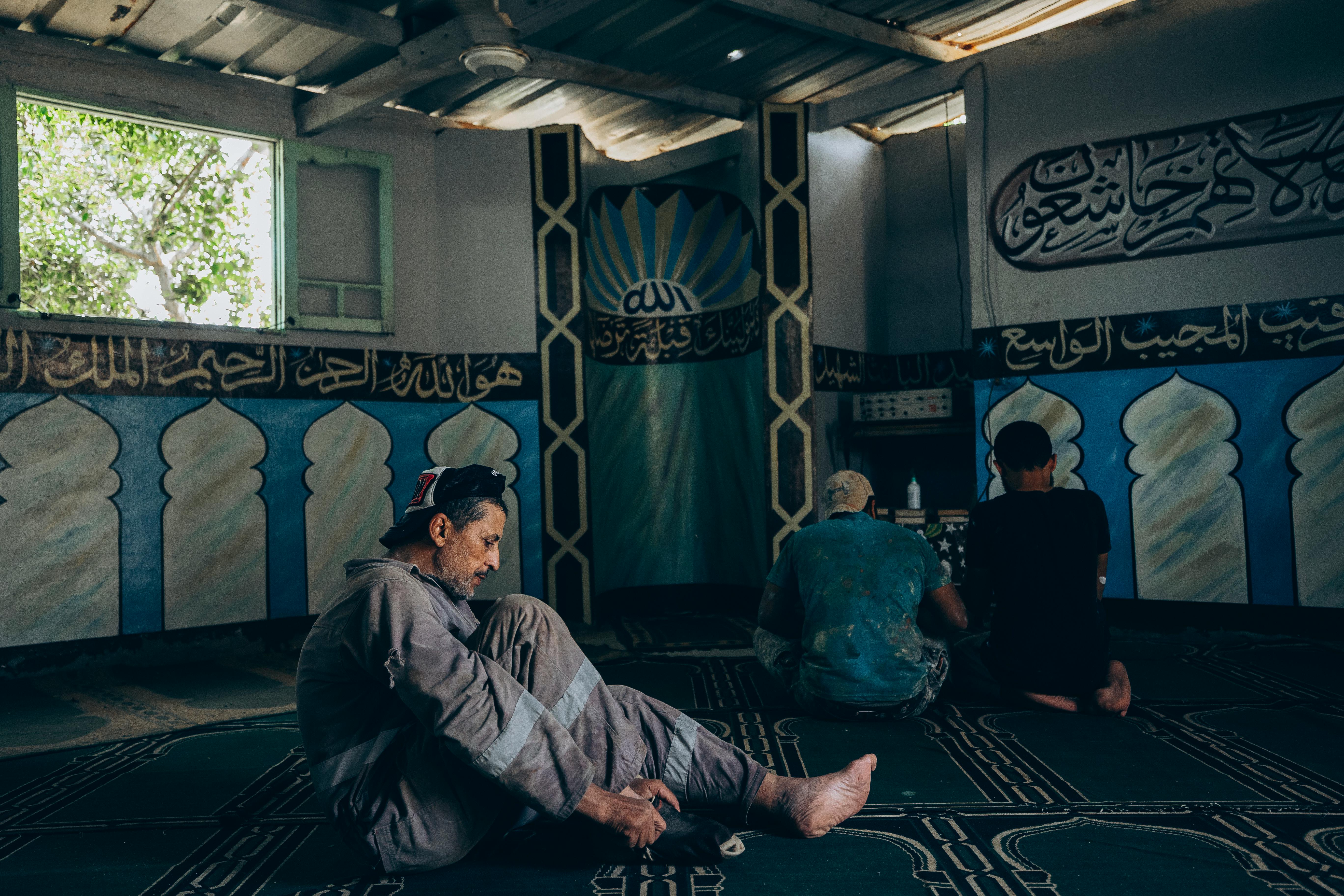 Men Praying Inside a Mosque in Egypt · Free Stock Photo