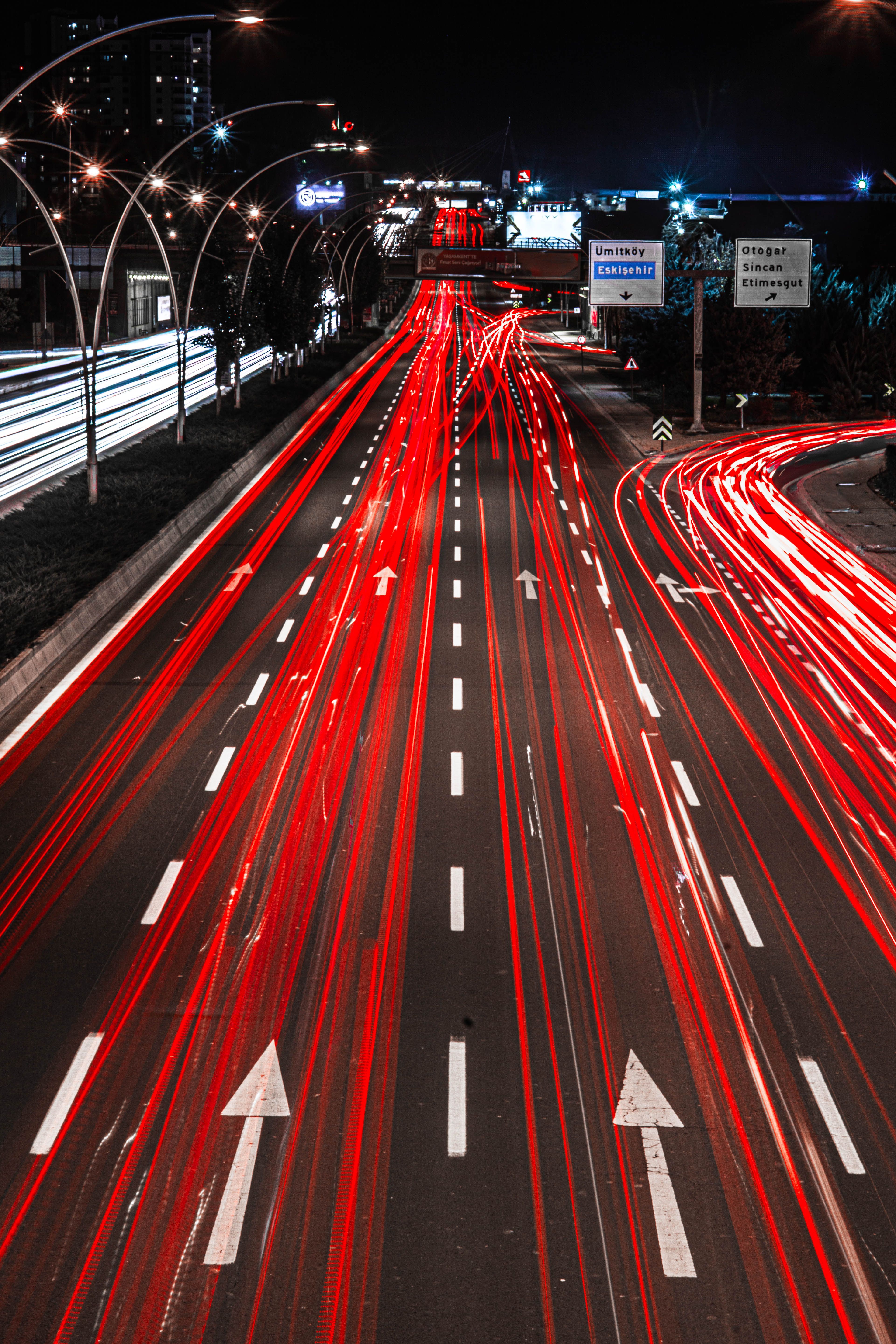 Dynamic Night Traffic Light Trails on Highway · Free Stock Photo
