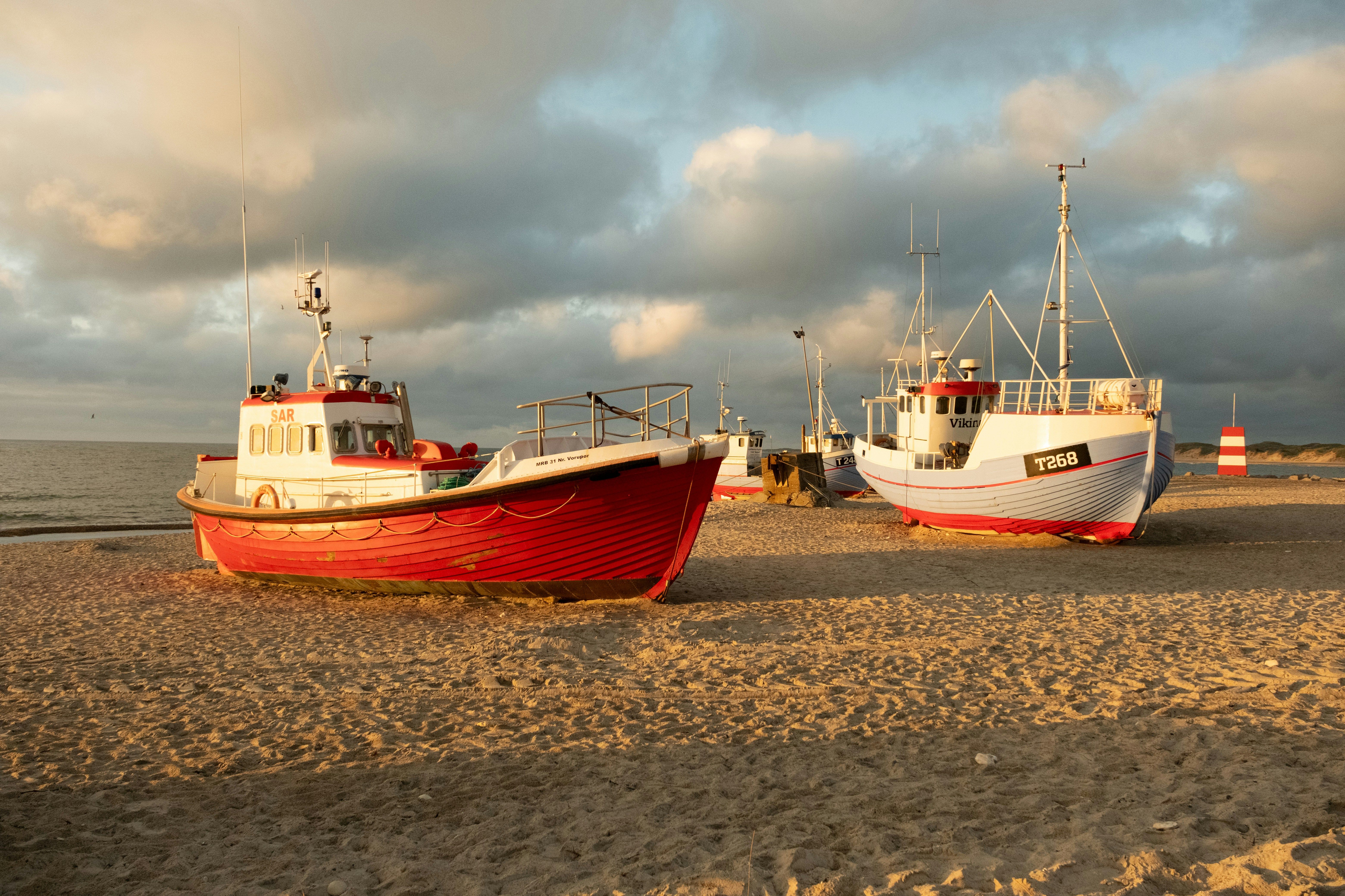 Fishing Boats on Thisted Beach at Sunset · Free Stock Photo