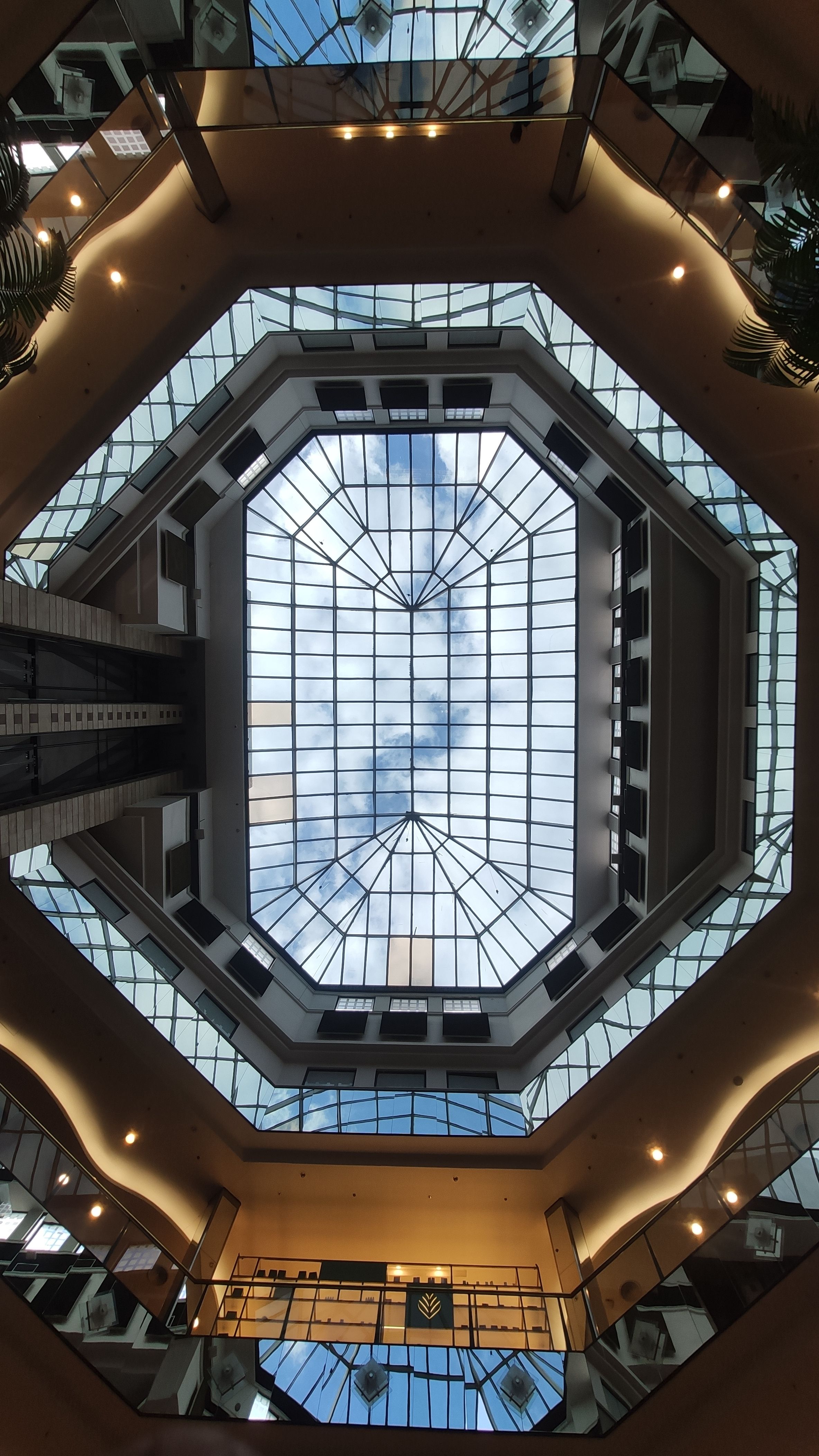 Modern Atrium with Hexagonal Glass Ceiling · Free Stock Photo
