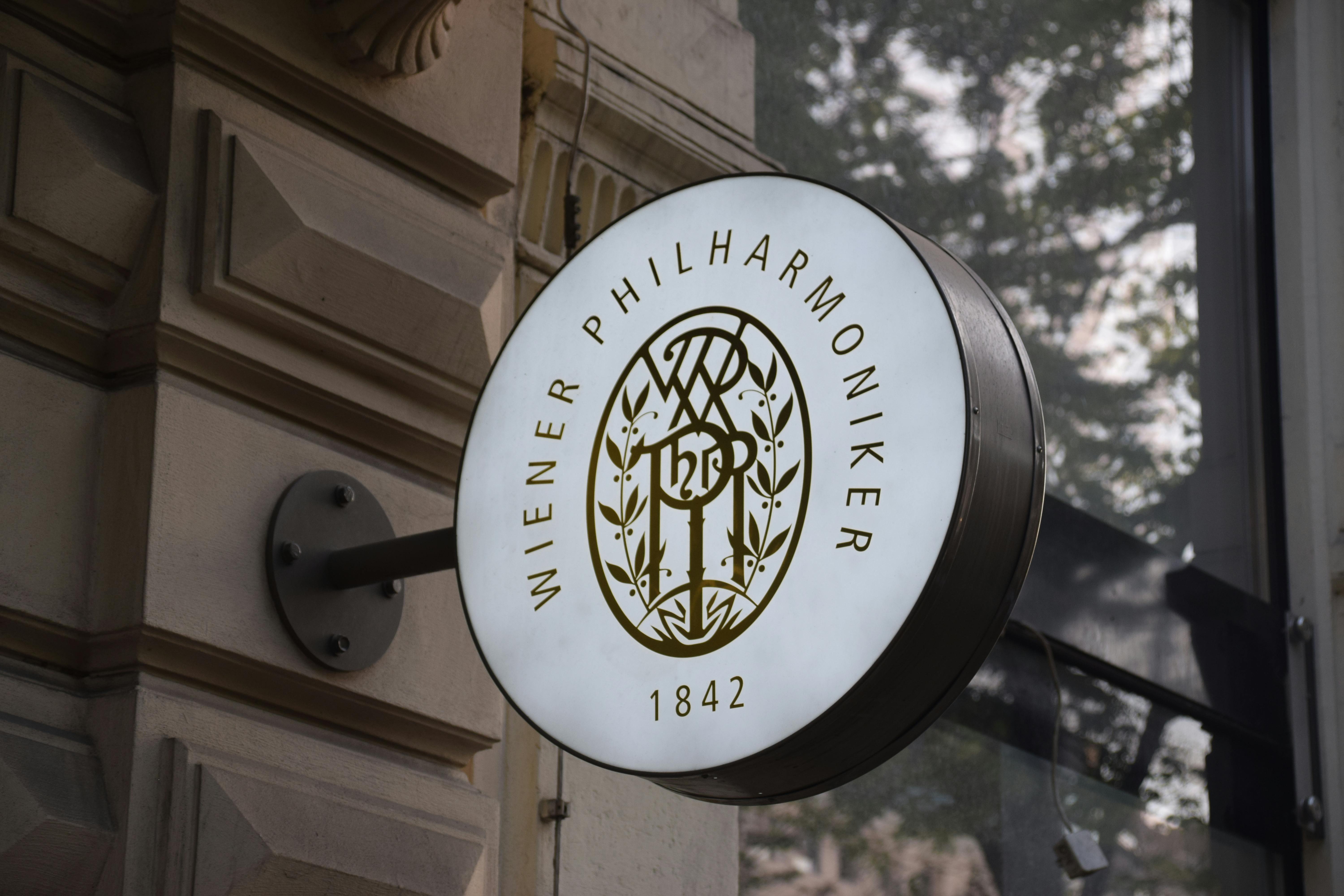 Wiener Philharmoniker Logo on Wall Sign · Free Stock Photo