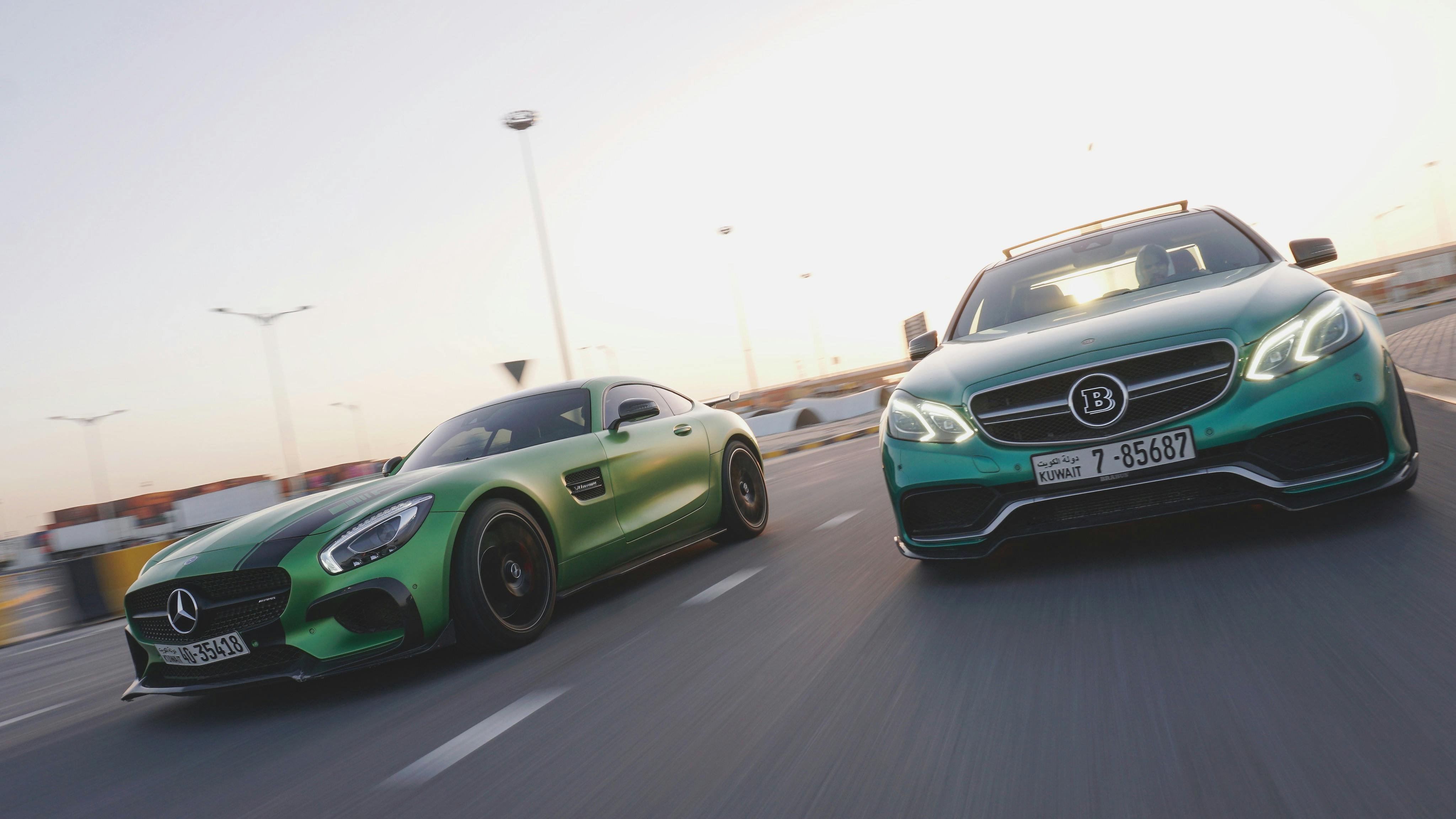 Vintage car riding on road in forest · Free Stock Photo