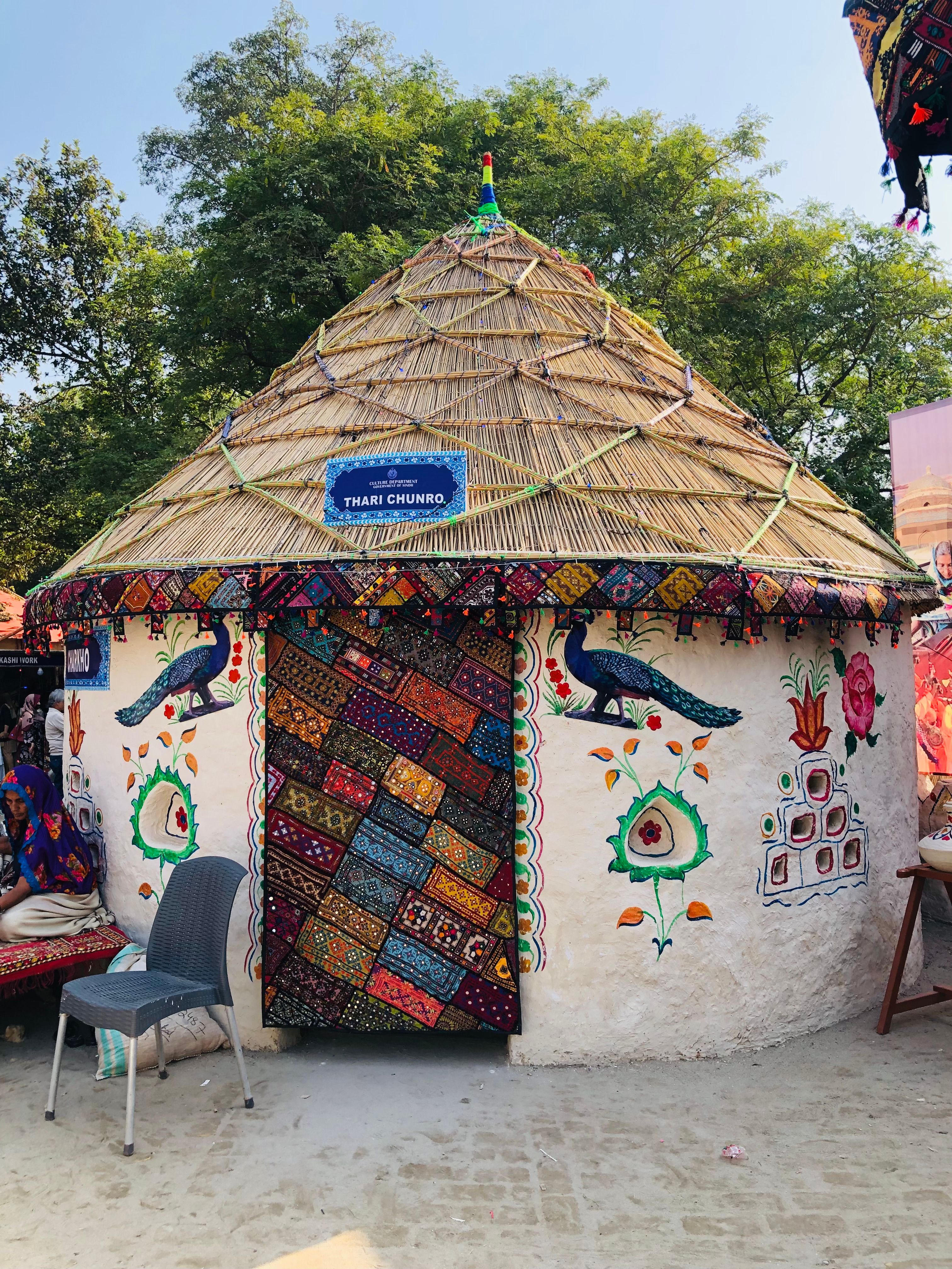 Traditional Thar Hut with Colorful Tribal Art · Free Stock Photo