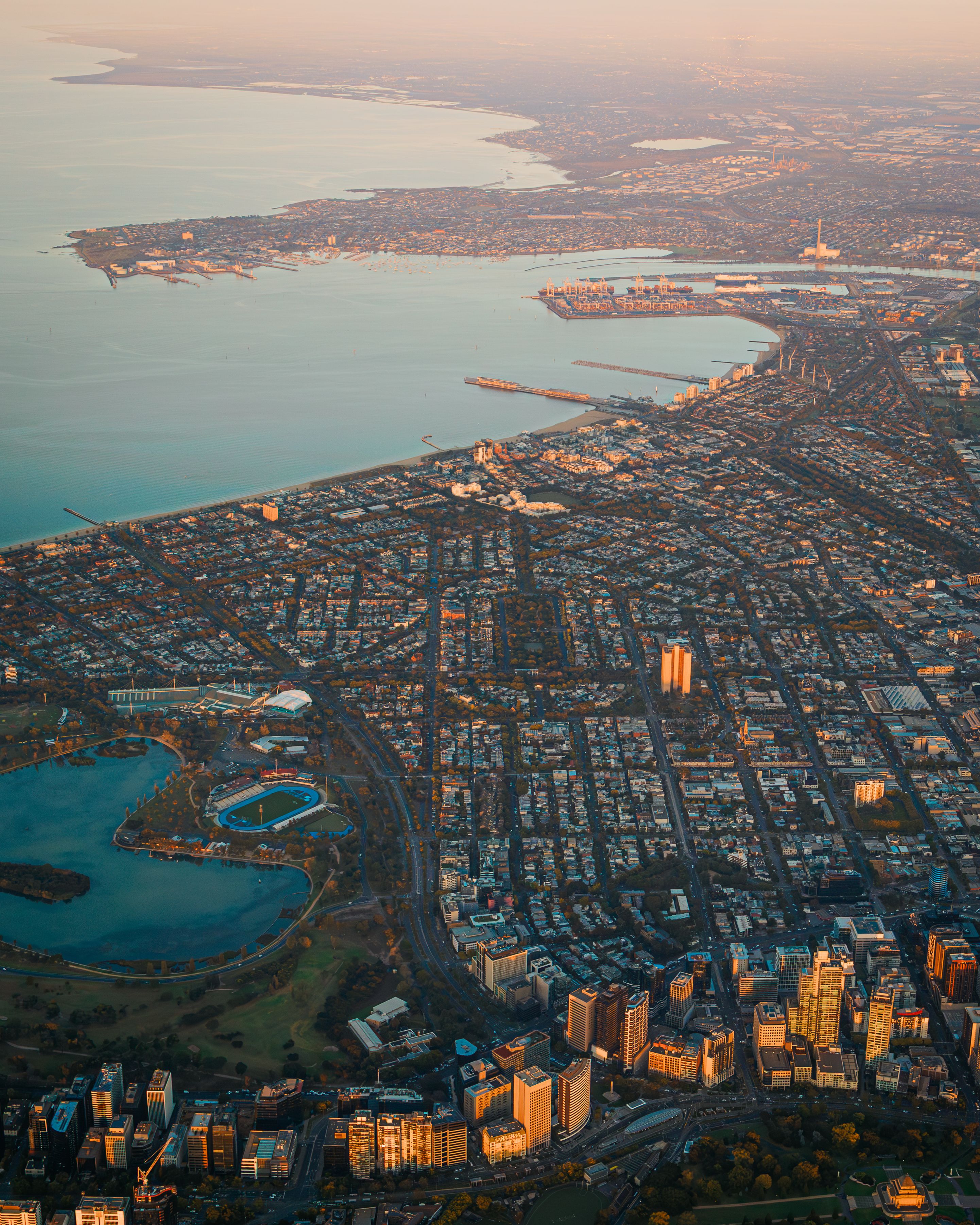 Aerial View of Melbourne Skyline and Port · Free Stock Photo