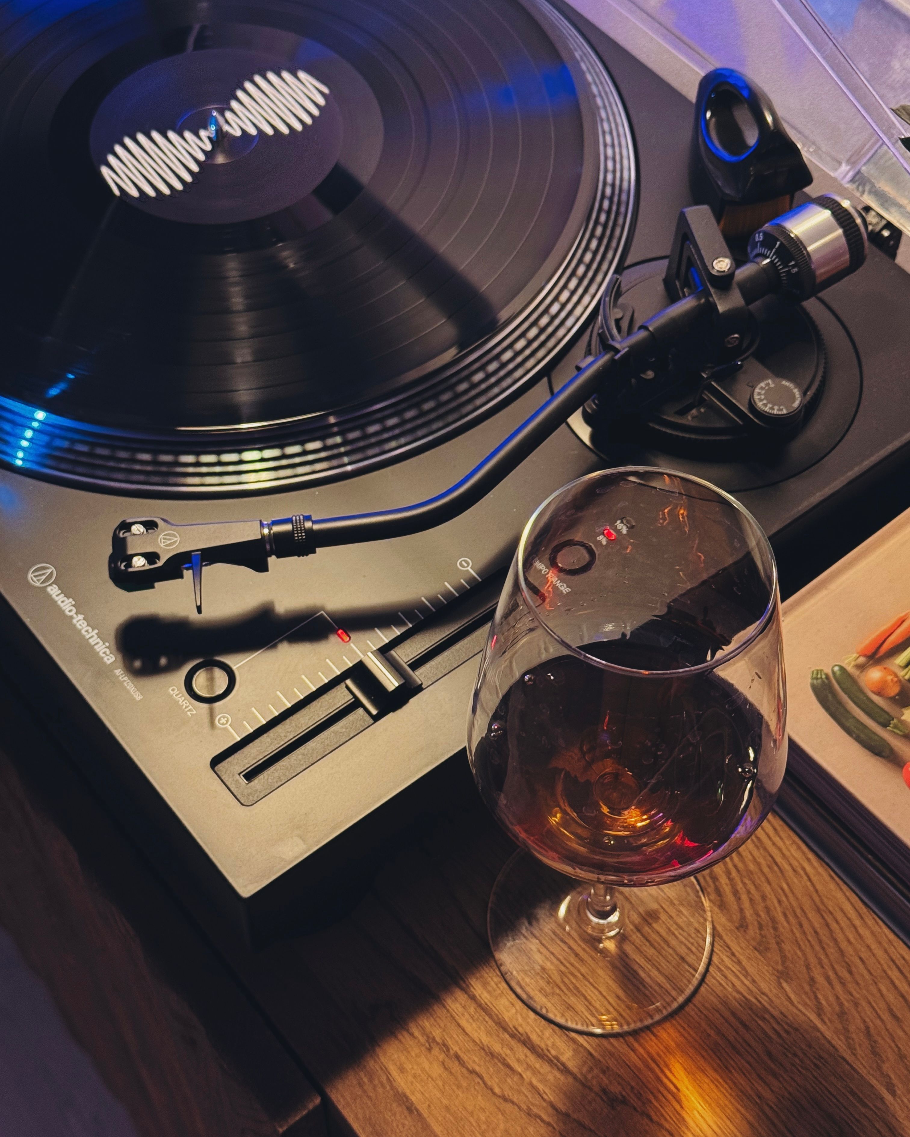 Vintage Turntable with Glass of Red Wine · Free Stock Photo