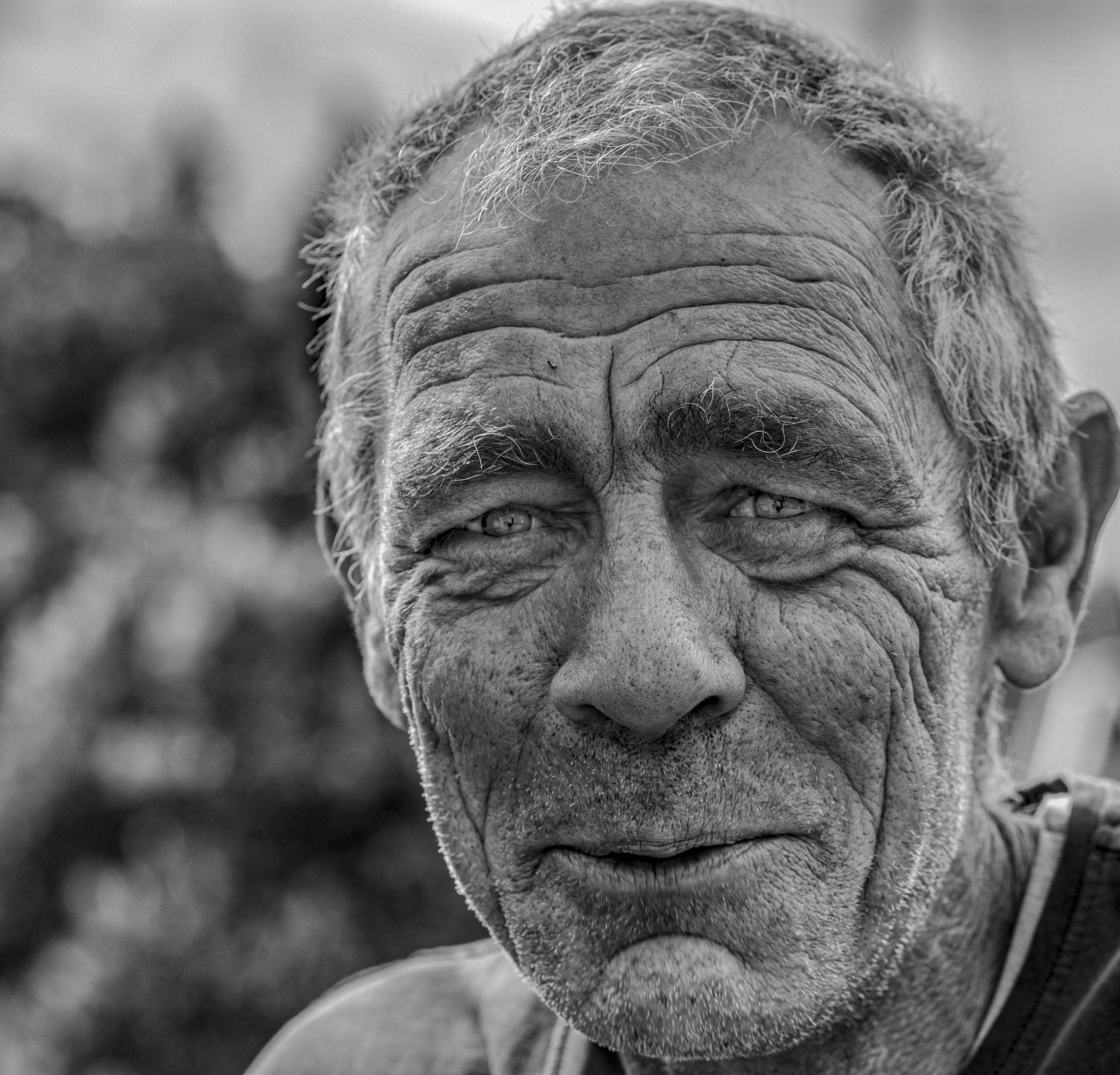 Portrait of a Senior Man in Black and White · Free Stock Photo
