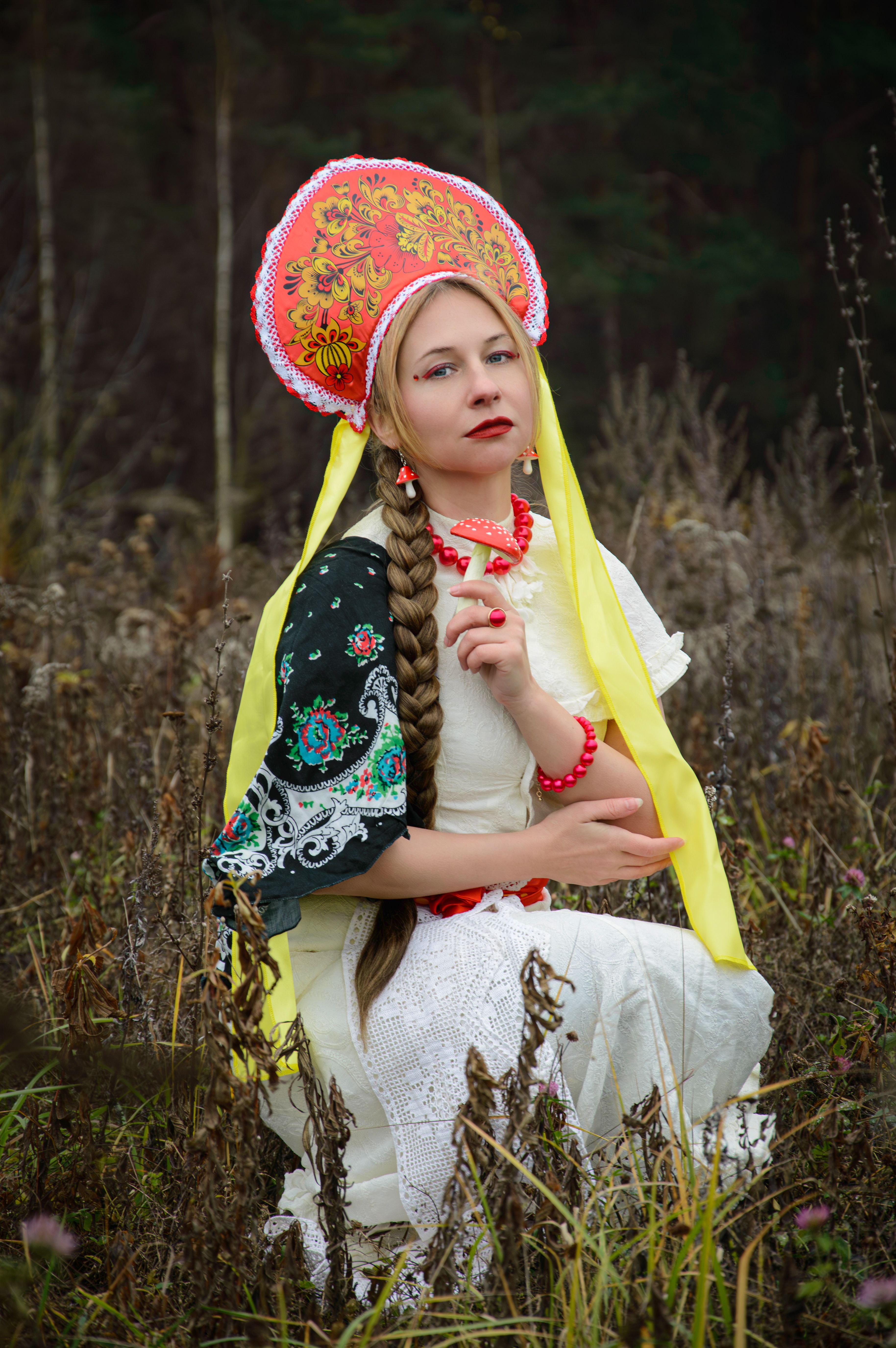 Woman in Traditional Folk Costume Outdoors · Free Stock Photo