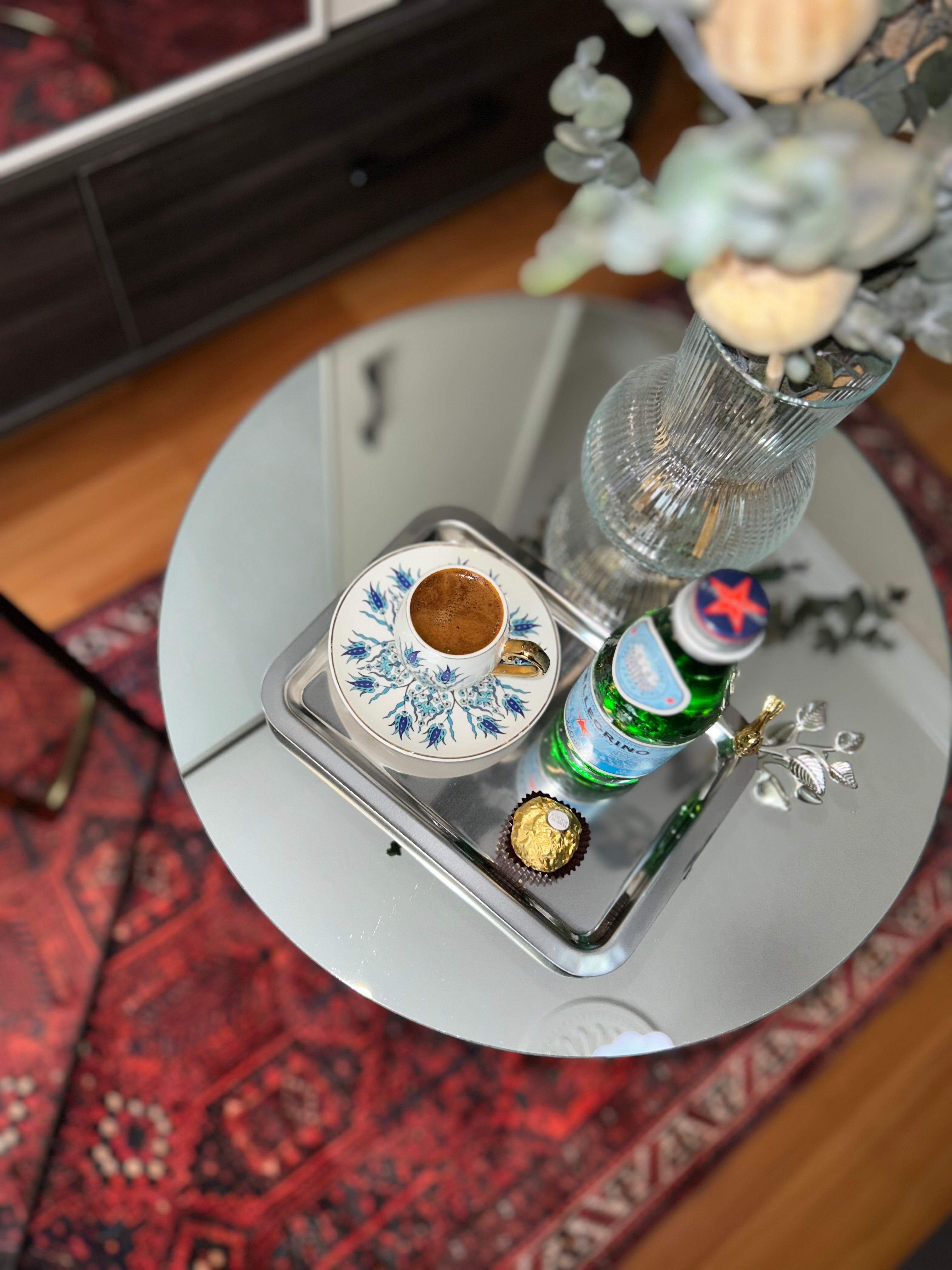 Elegant Coffee and Beverage Setup on Glass Table · Free Stock Photo