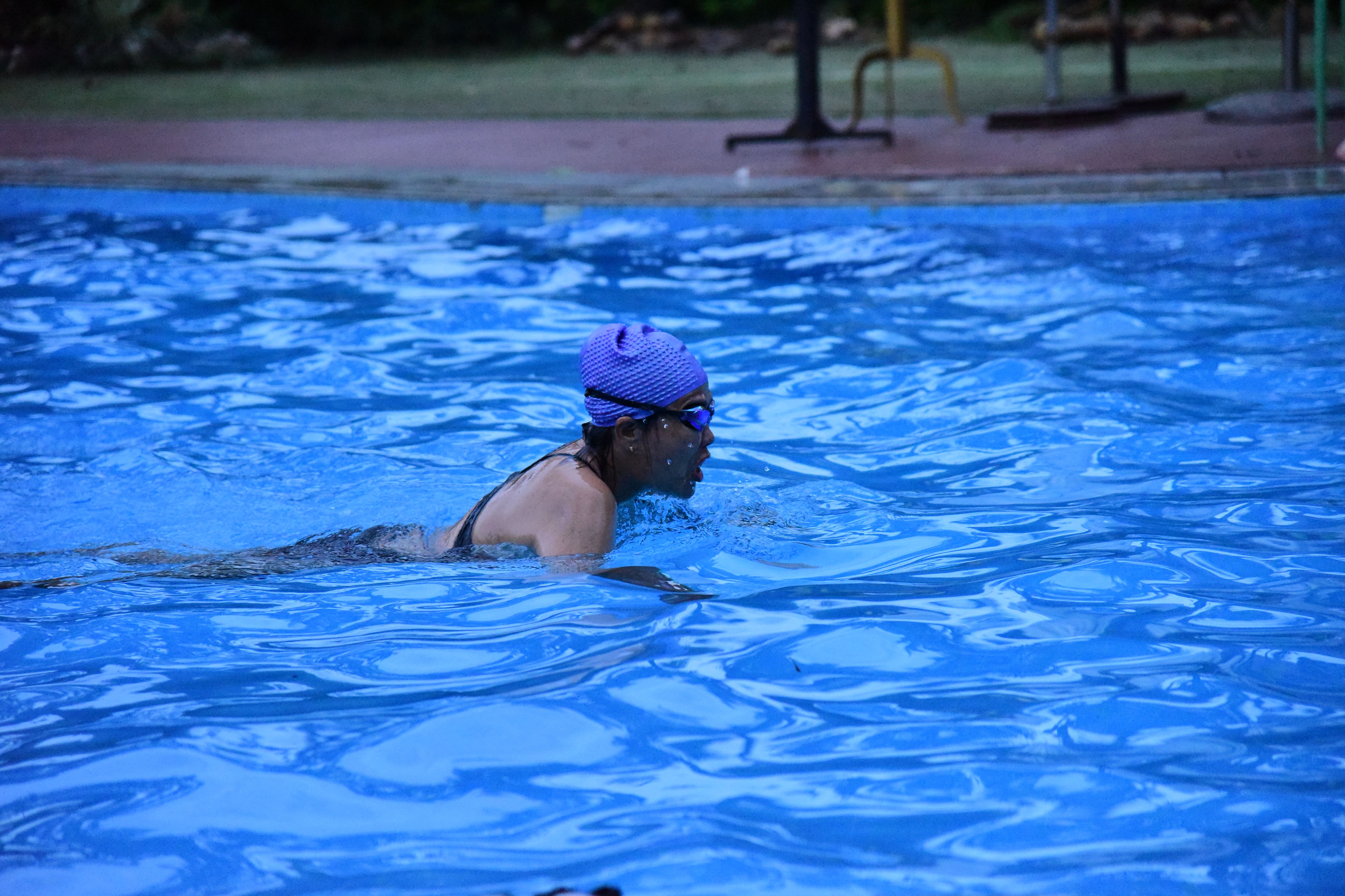 Woman Swimming Laps in Outdoor Pool · Free Stock Photo