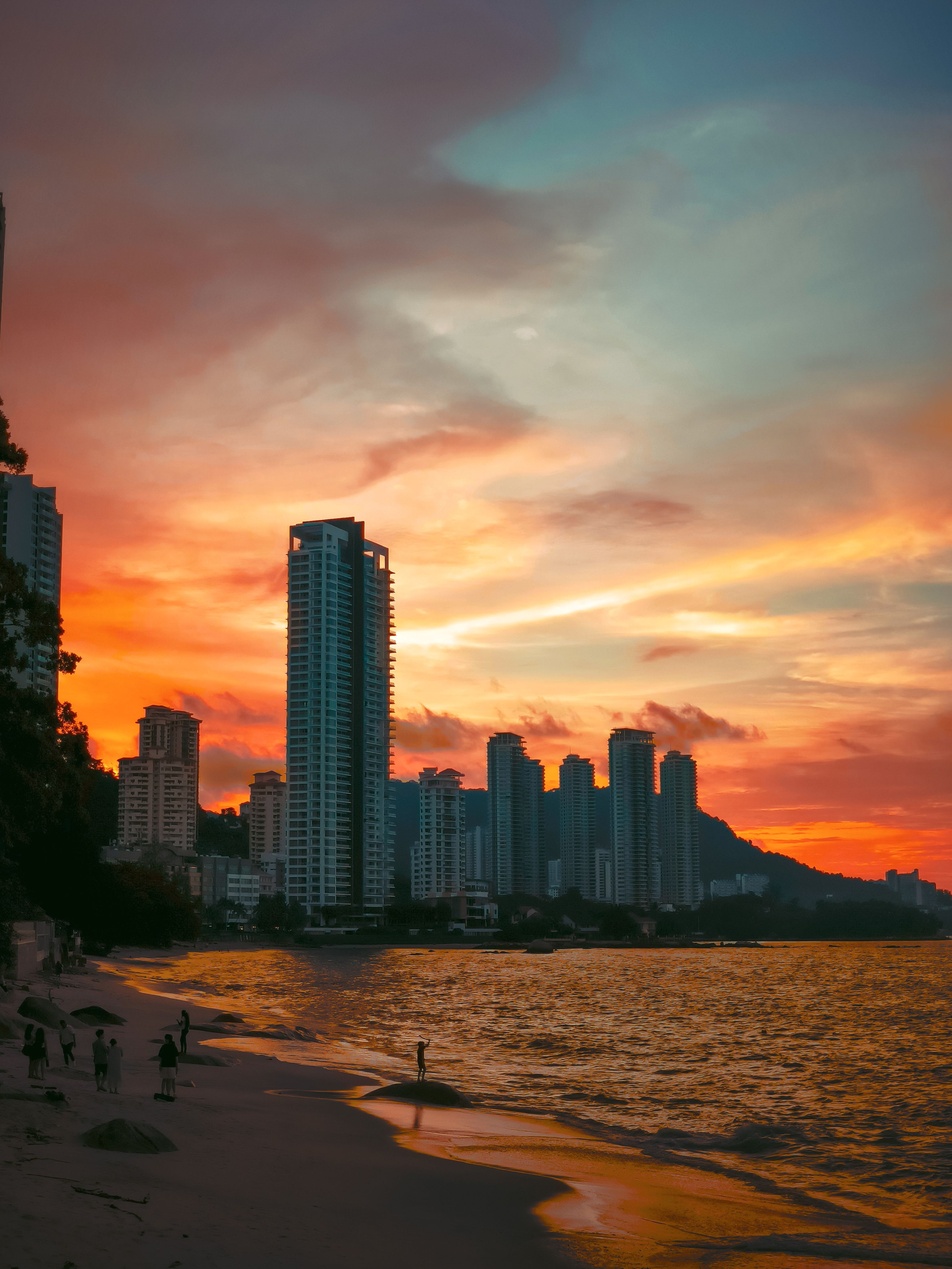 Sunset Skyline at Tanjung Tokong Beach, Penang · Free Stock Photo