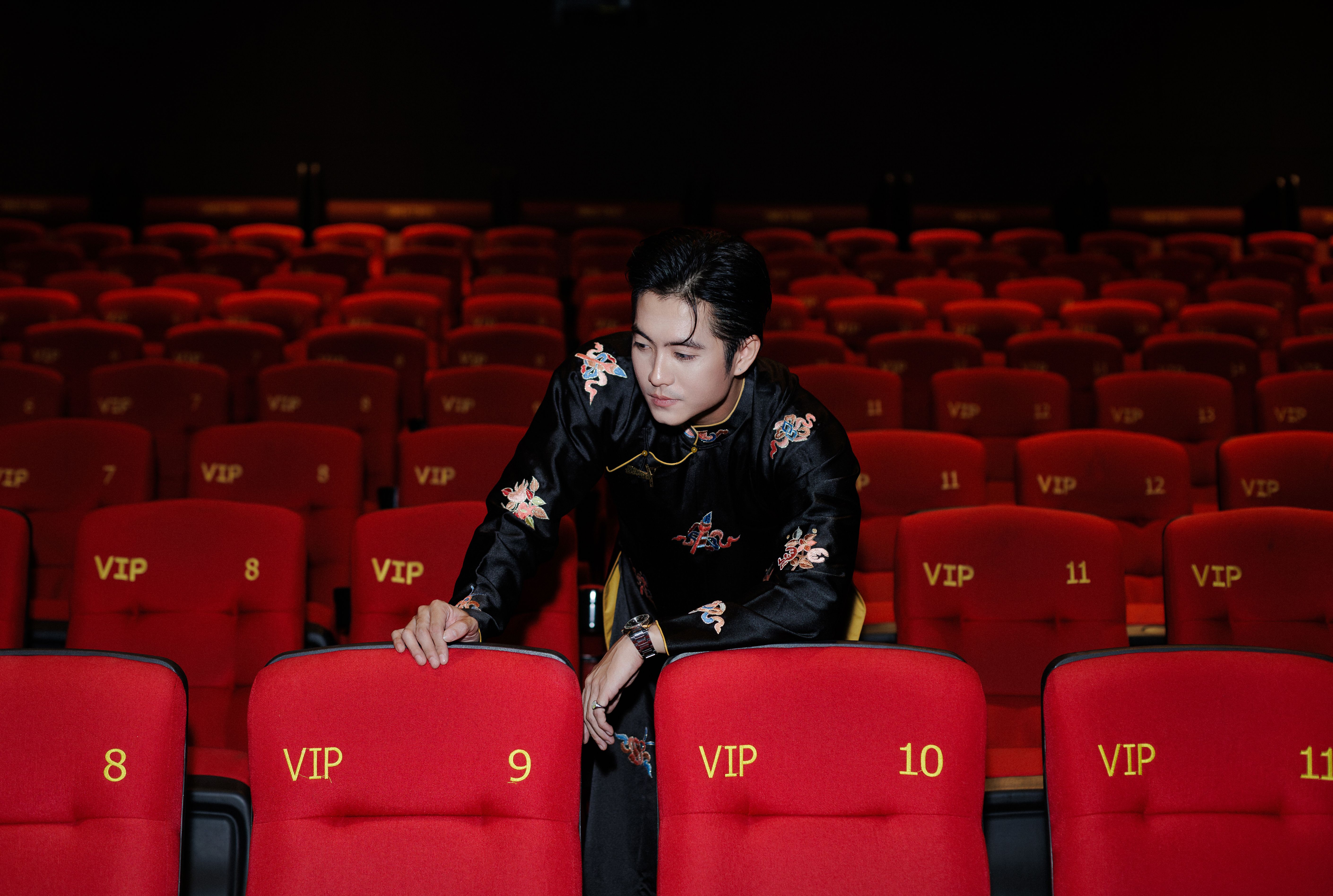 VIP Cinema Experience with Red Seats and Patron · Free Stock Photo