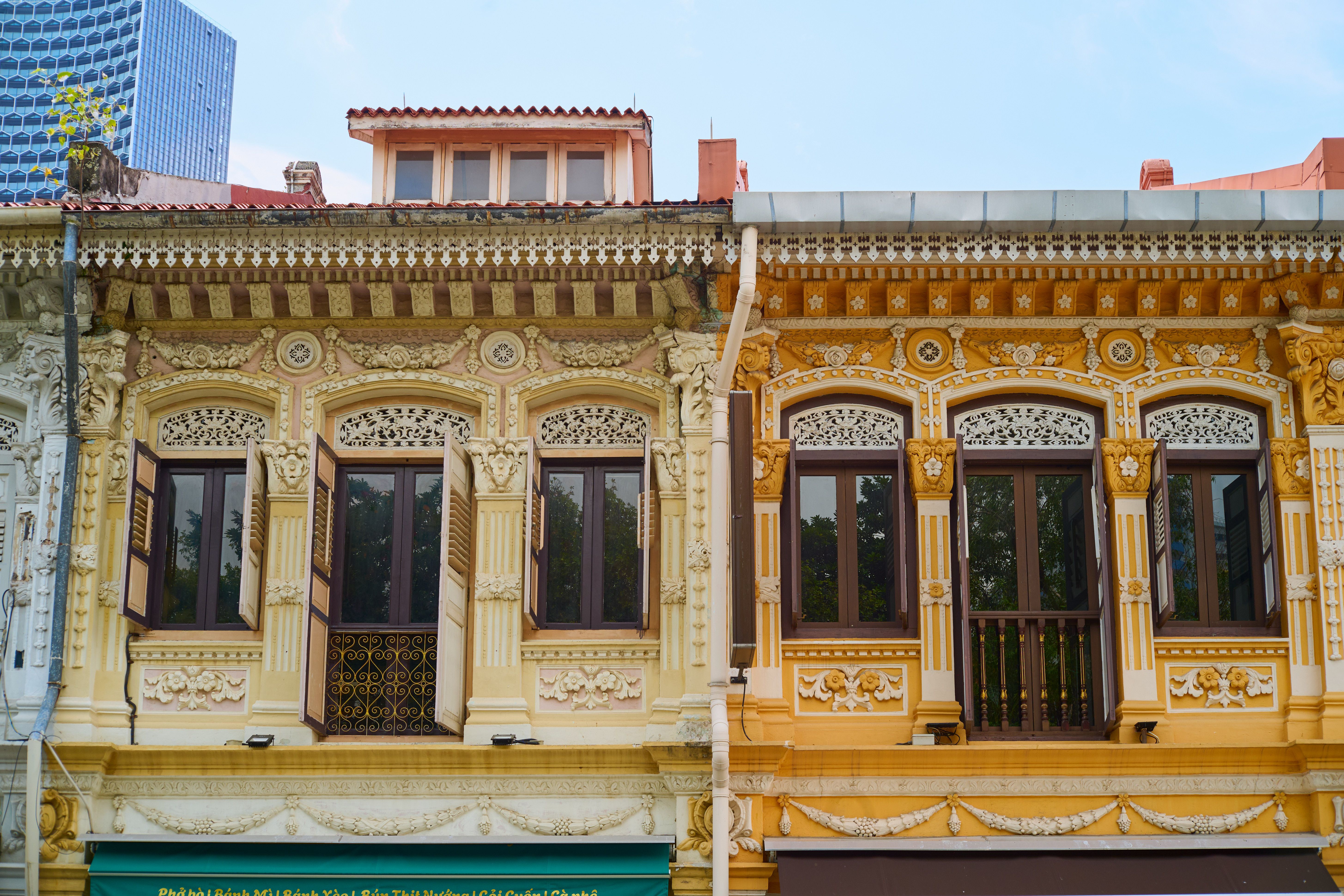 Colorful Traditional Shophouse Facades in Singapore · Free Stock Photo