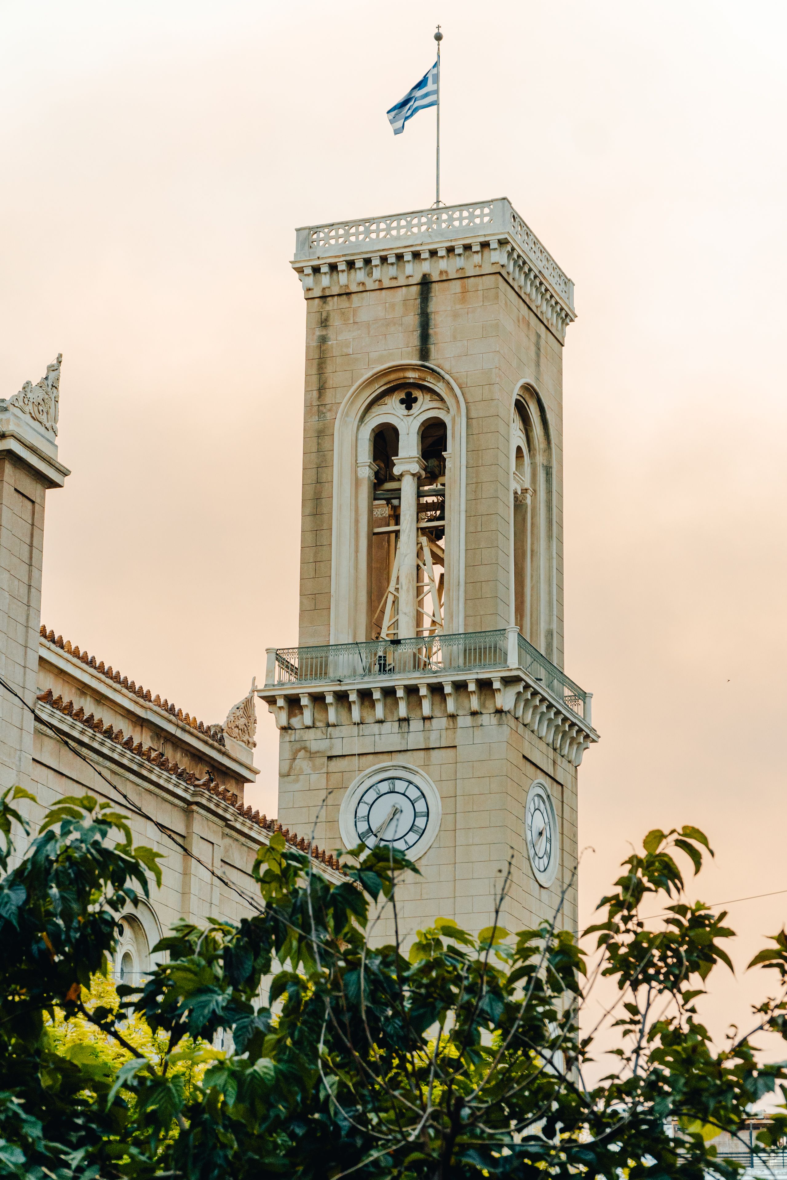 Historic Bell Tower in Athens at Sunset · Free Stock Photo