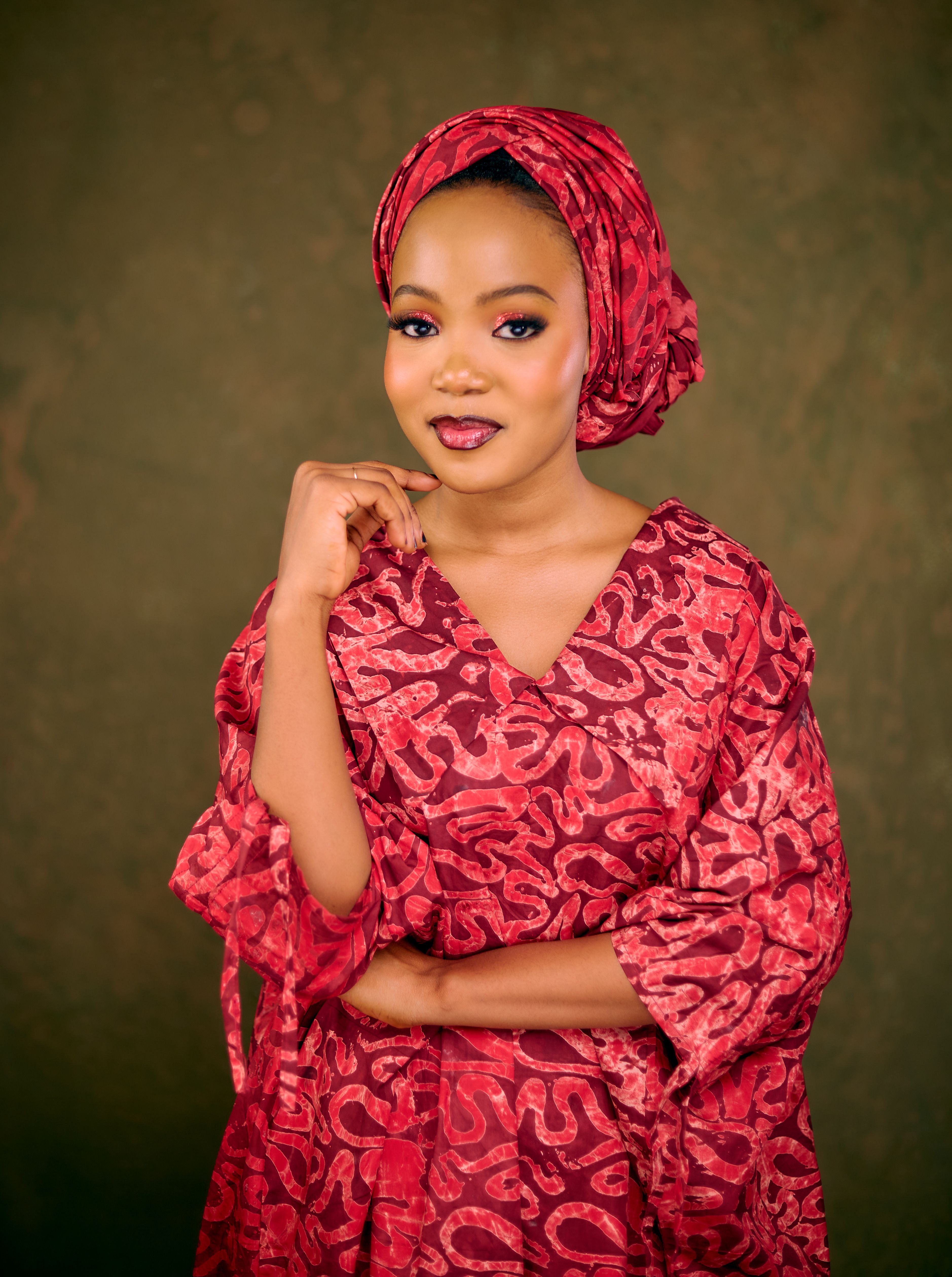 Elegant Woman in Traditional Red Dress Portrait · Free Stock Photo