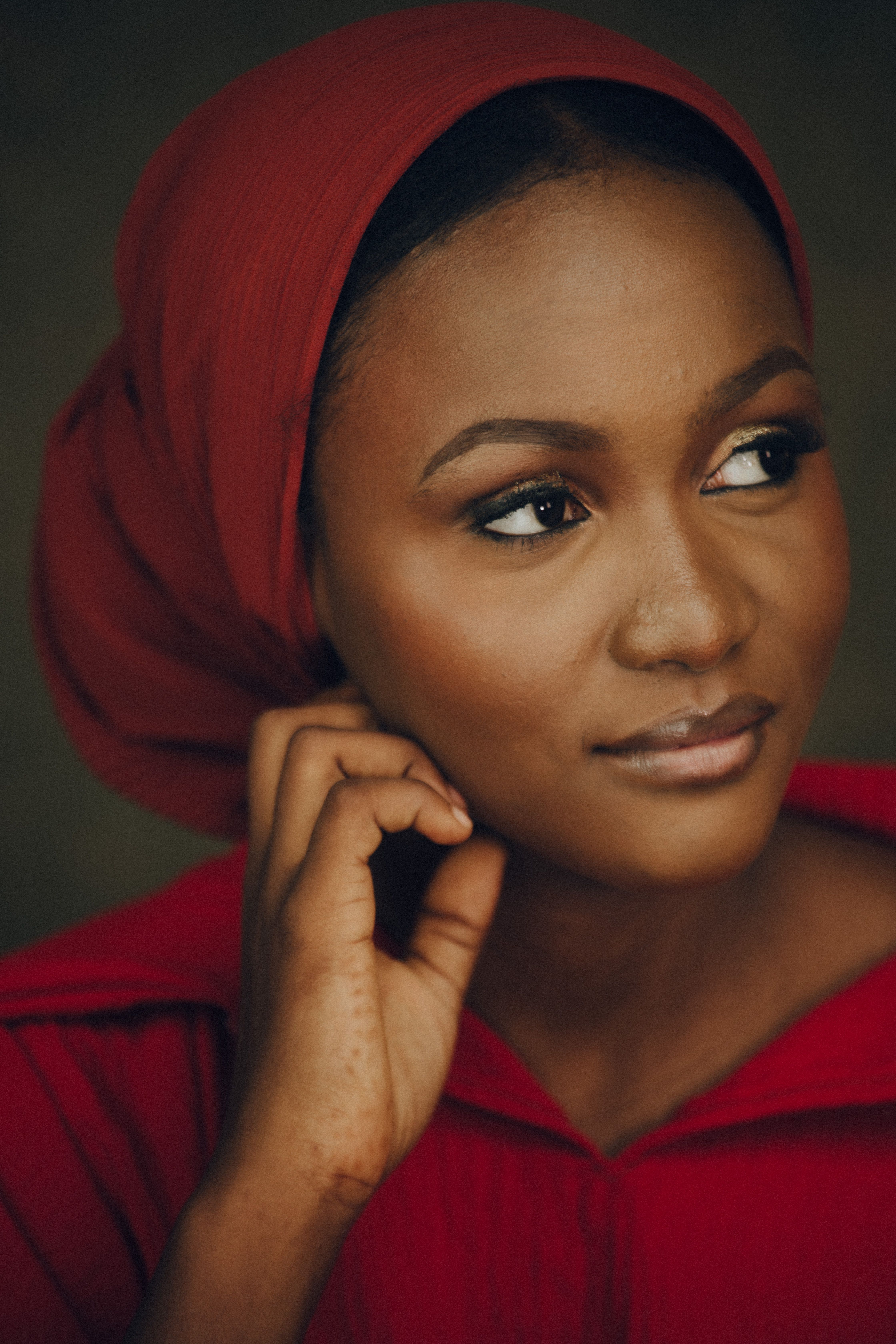 Portrait of Woman in Red Headscarf · Free Stock Photo