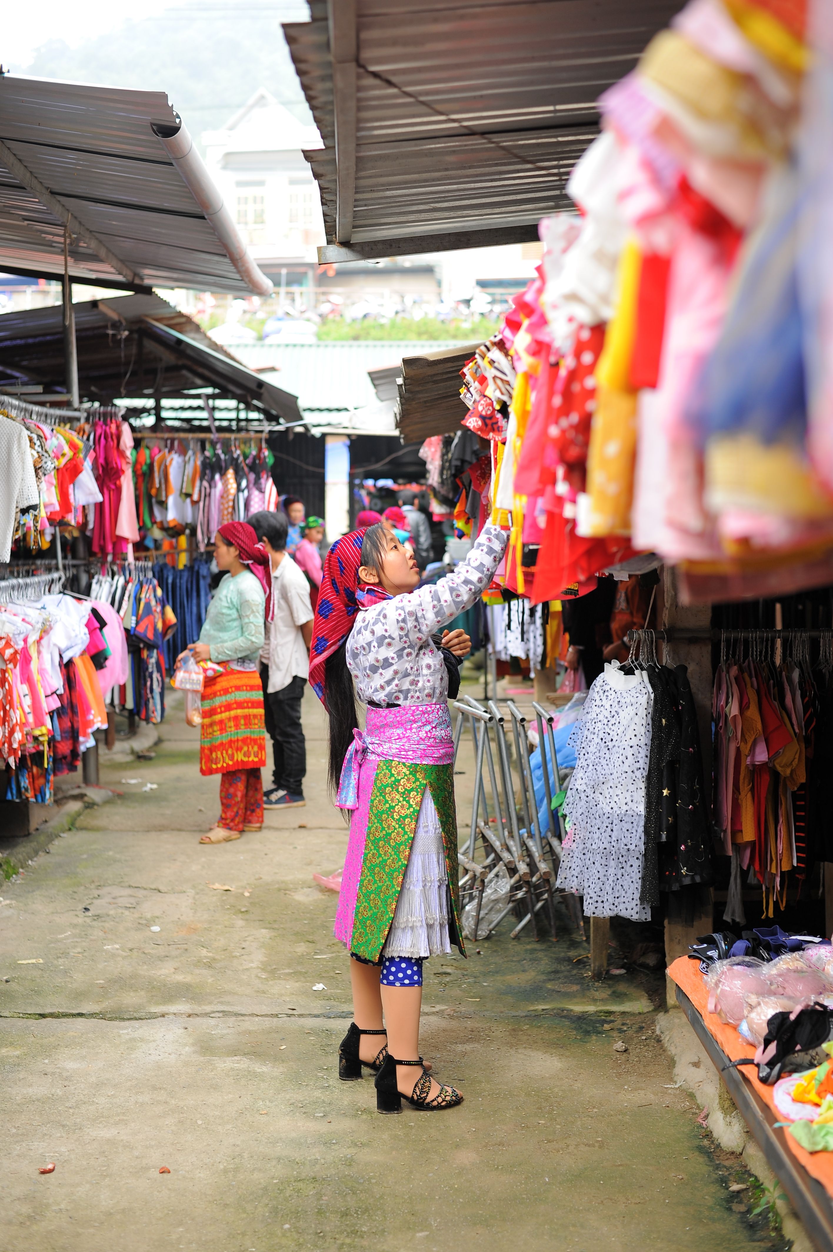Traditional Women Shopping at Vibrant Market · Free Stock Photo