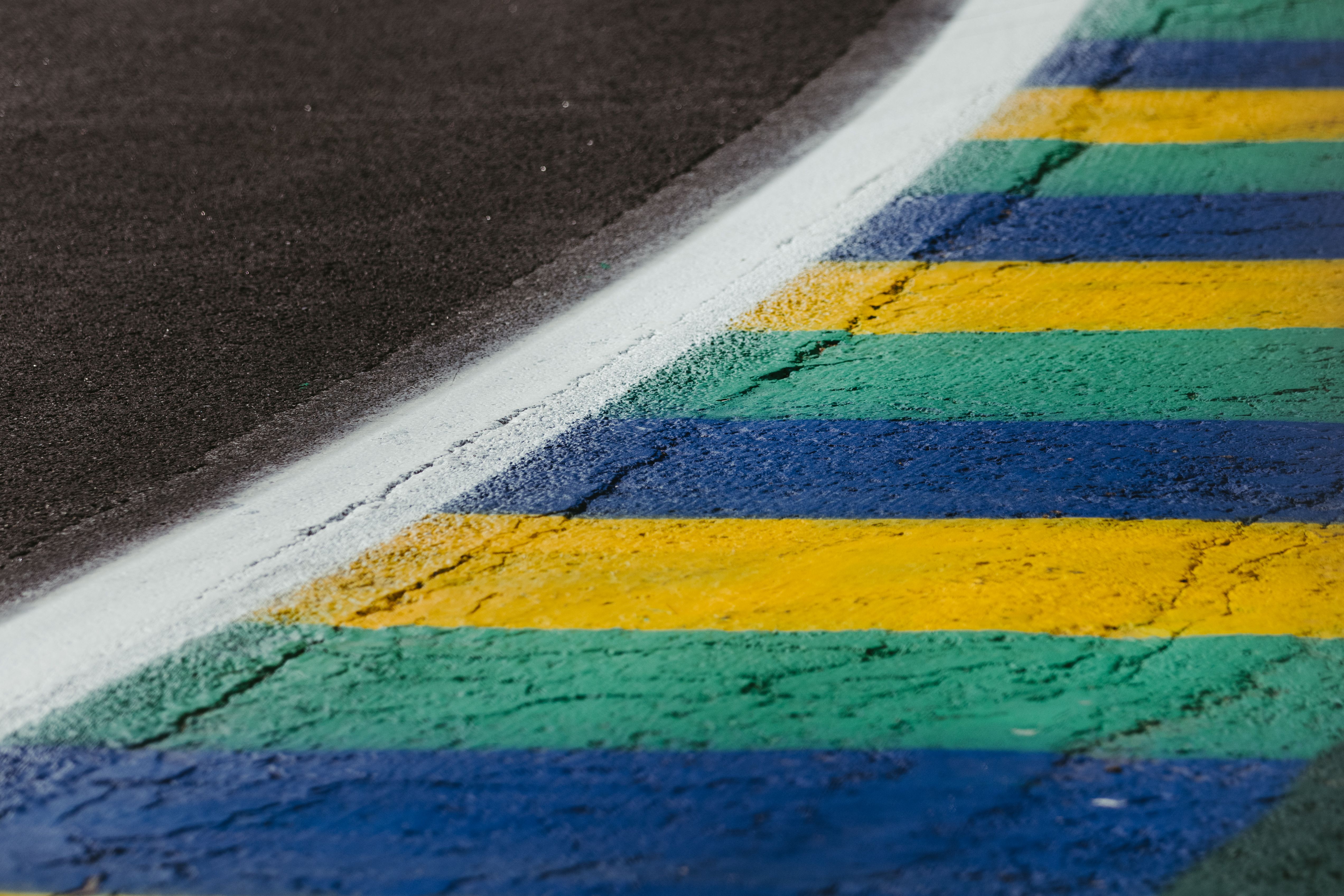 Colorful Racetrack Curb at Interlagos Circuit · Free Stock Photo