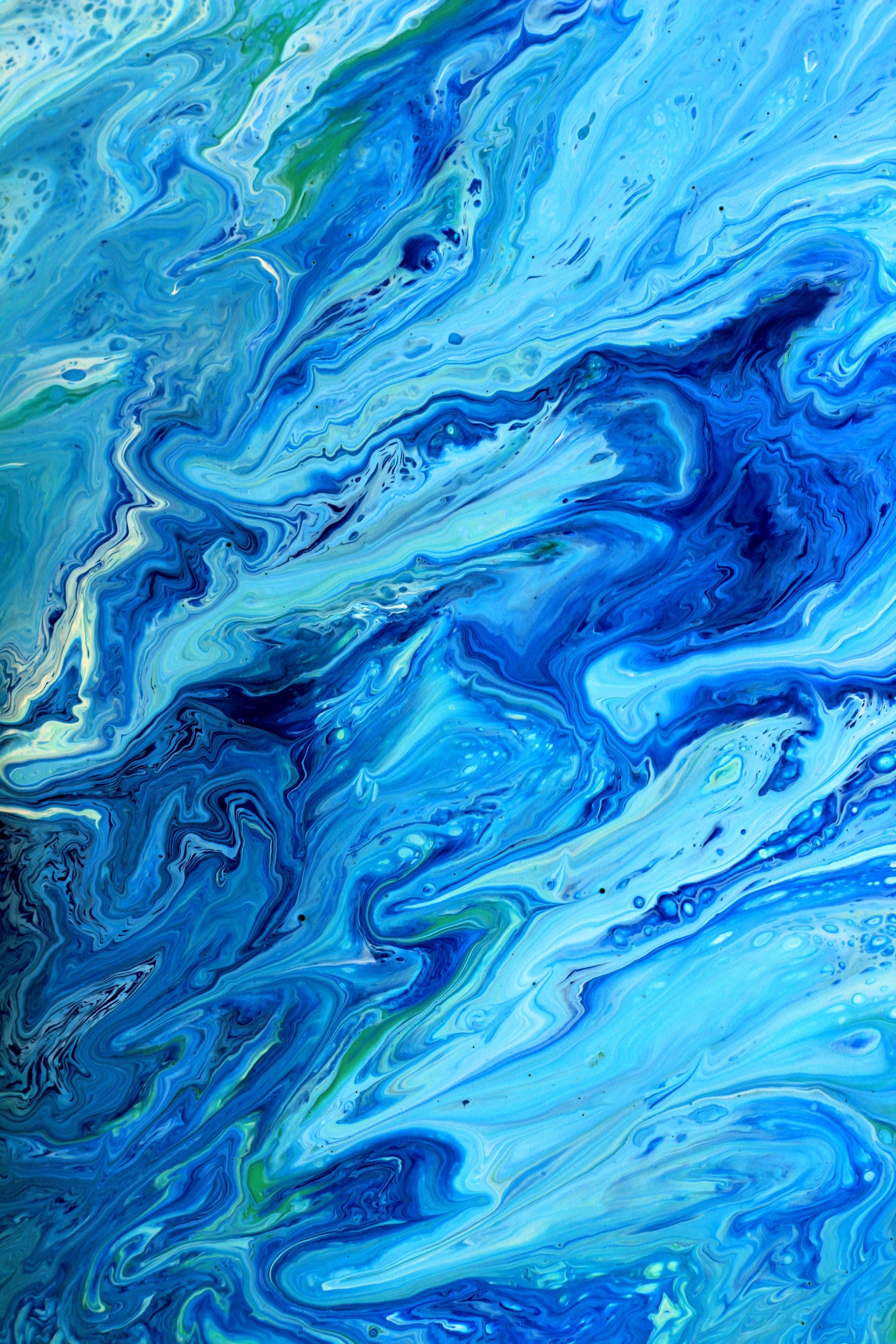 Vibrant Blue Abstract Paint Swirl Pattern · Free Stock Photo