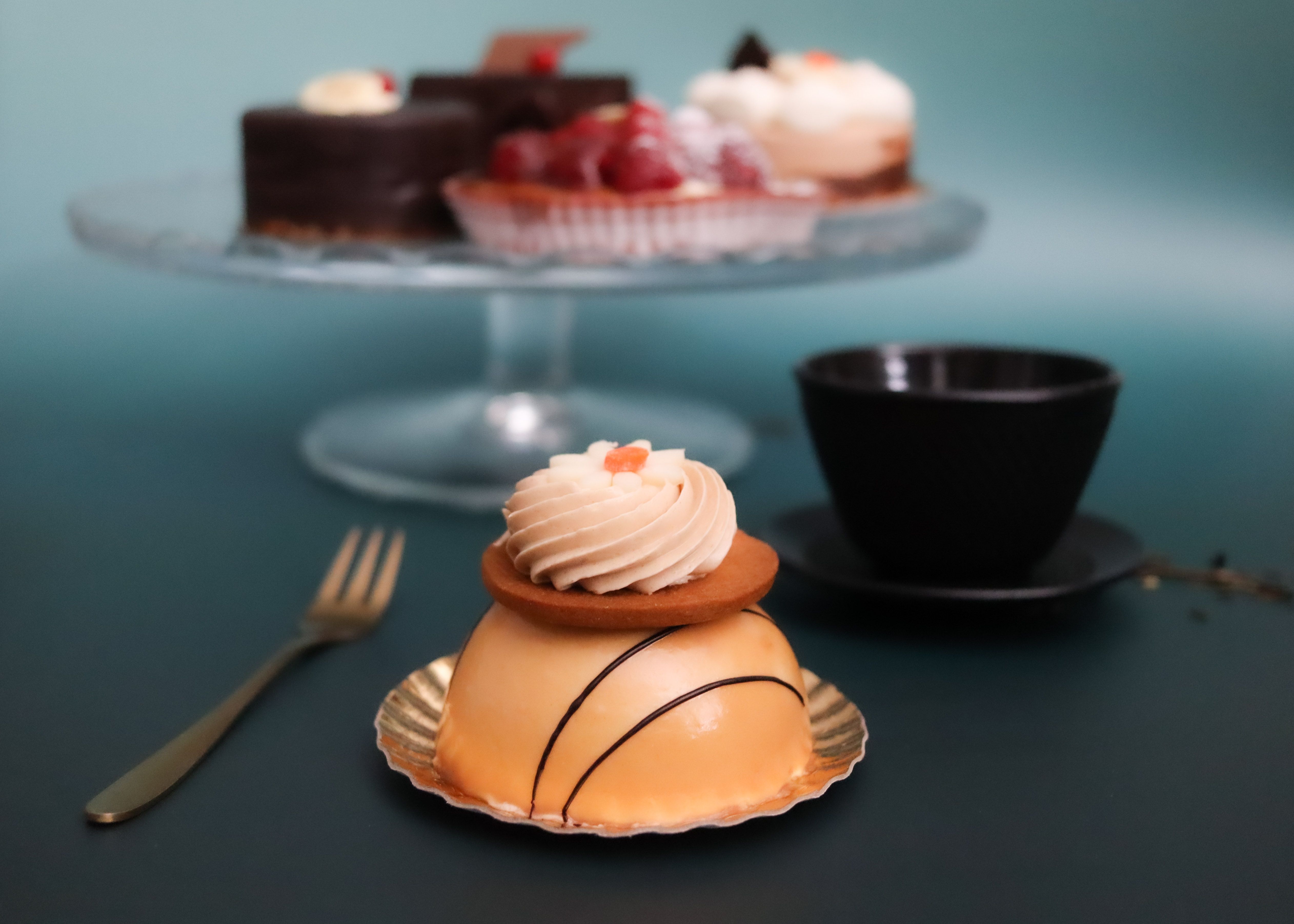 Elegant French Pastries with Coffee Setting · Free Stock Photo