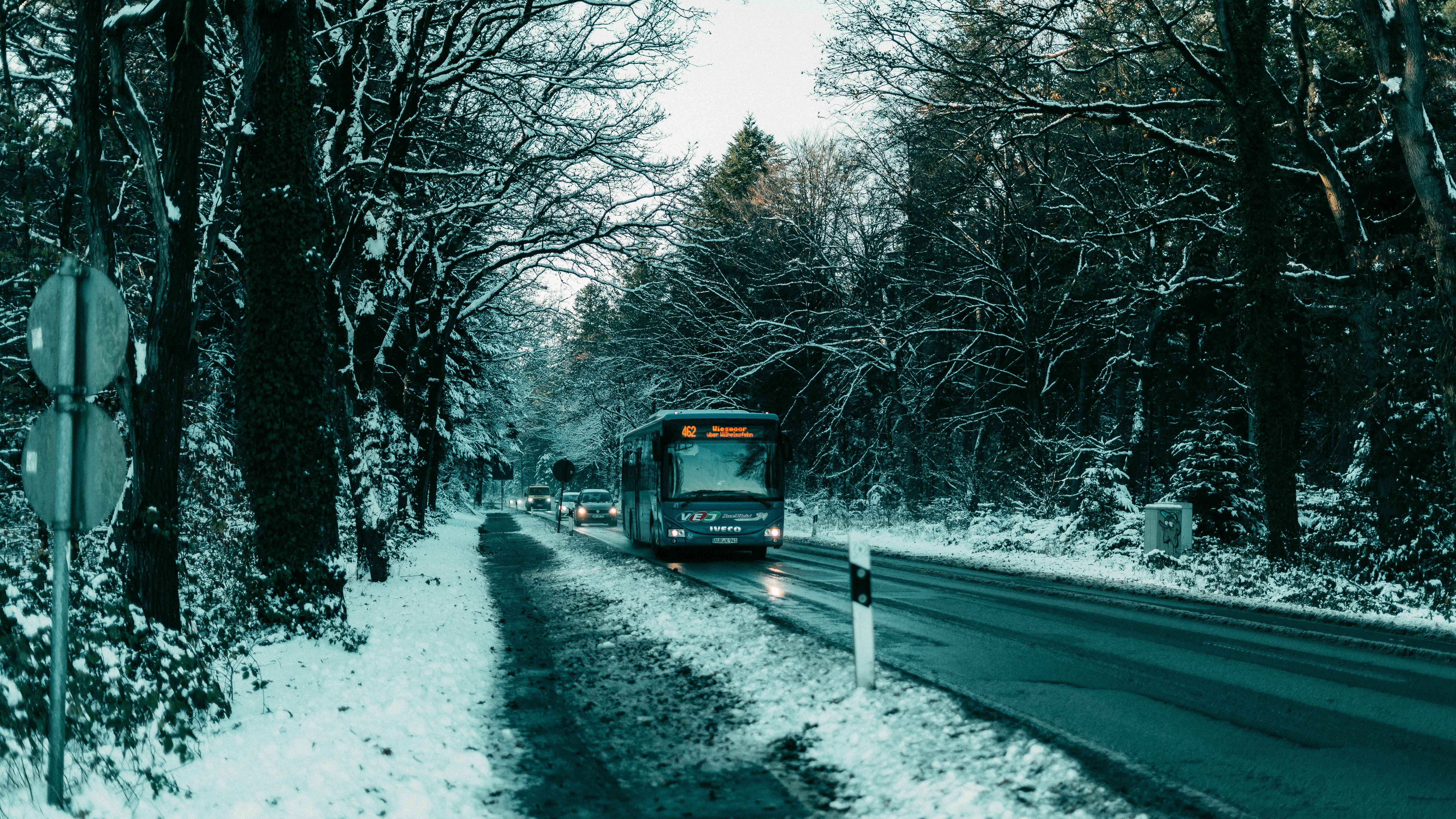 Winter Road in Aurich with City Bus · Free Stock Photo