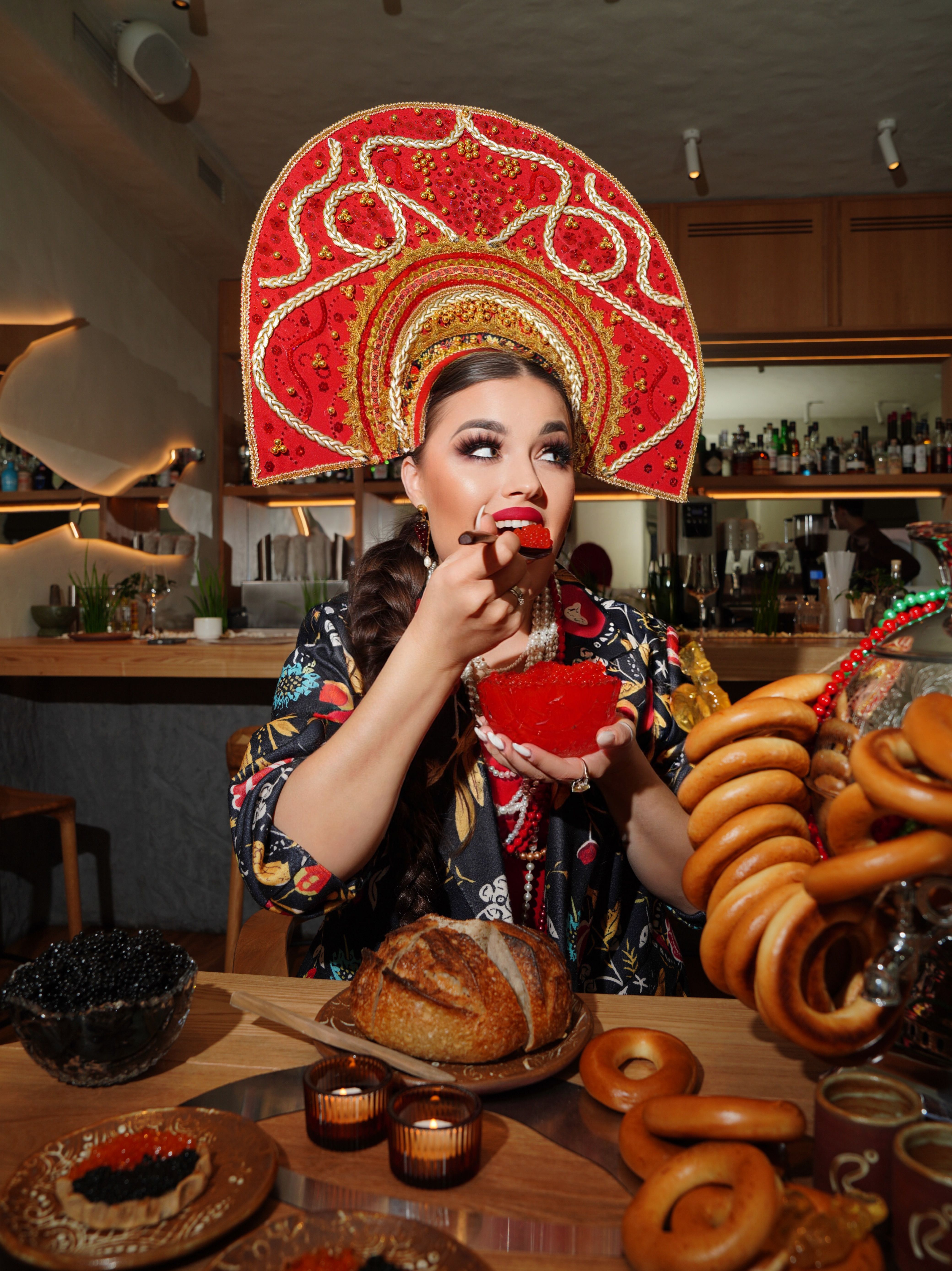 Woman Enjoying Traditional Russian Cuisine in Bar · Free Stock Photo
