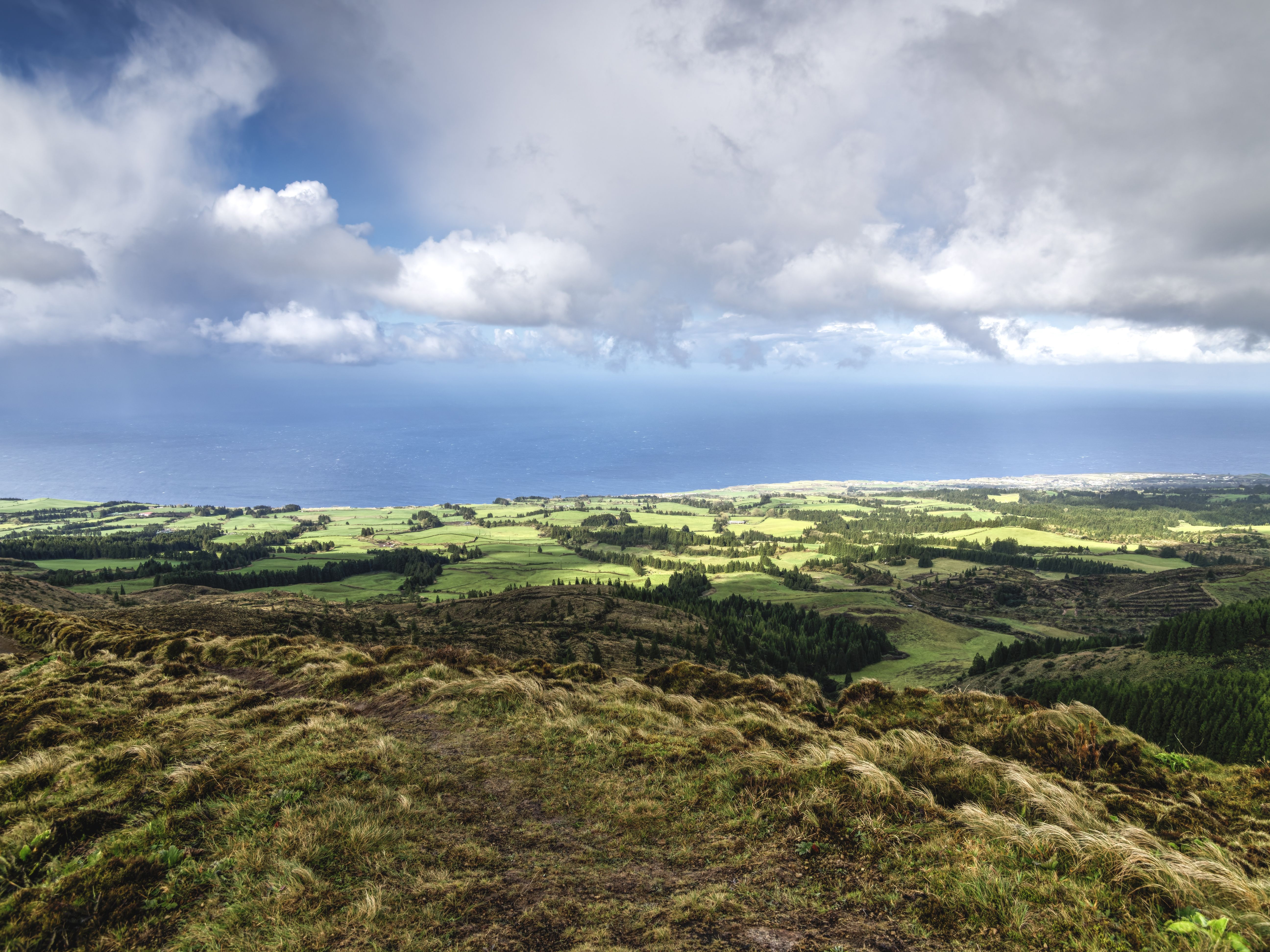 Scenic View of Azores Countryside and Ocean Horizon · Free Stock Photo