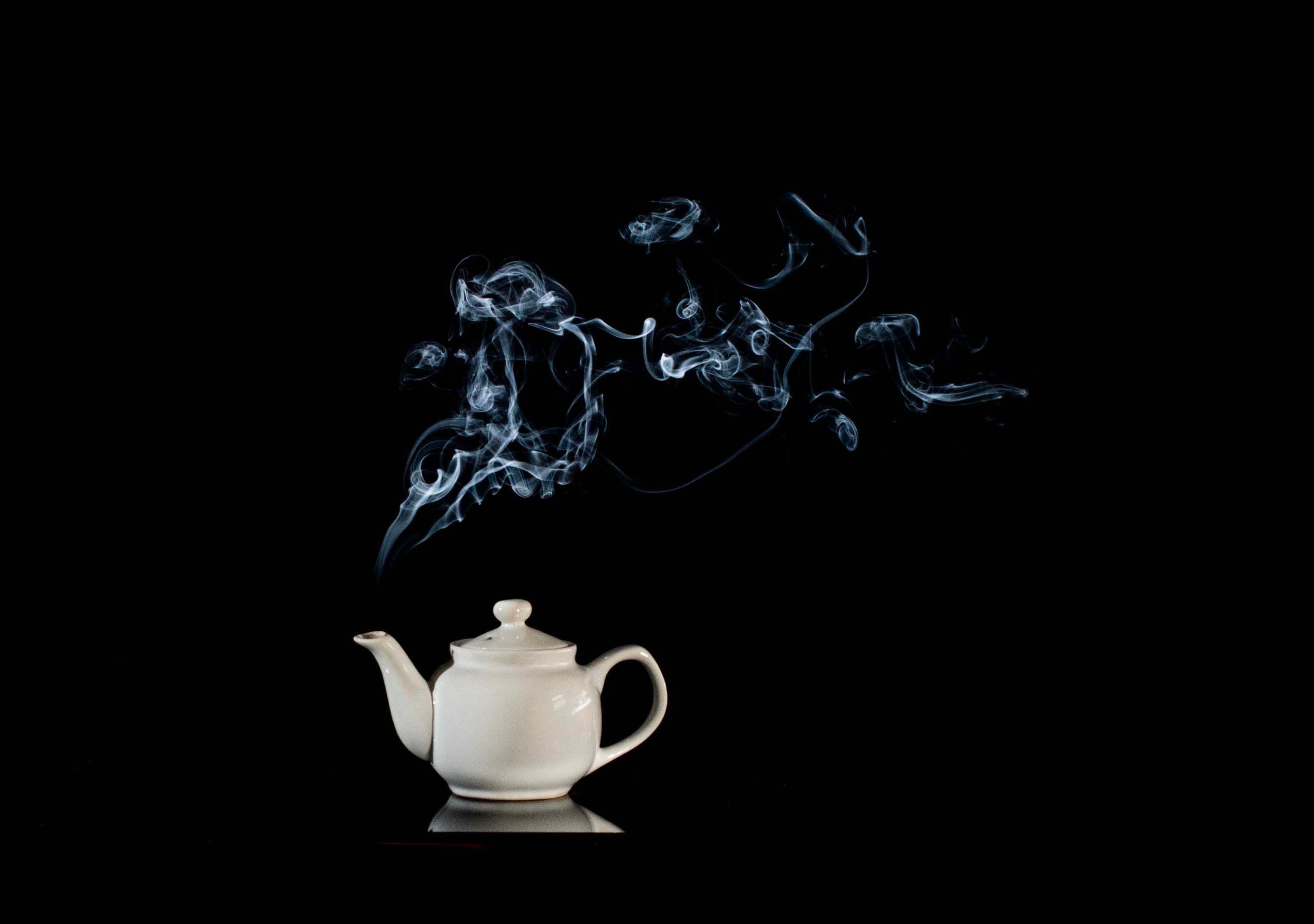 Elegant White Teapot with Rising Steam · Free Stock Photo