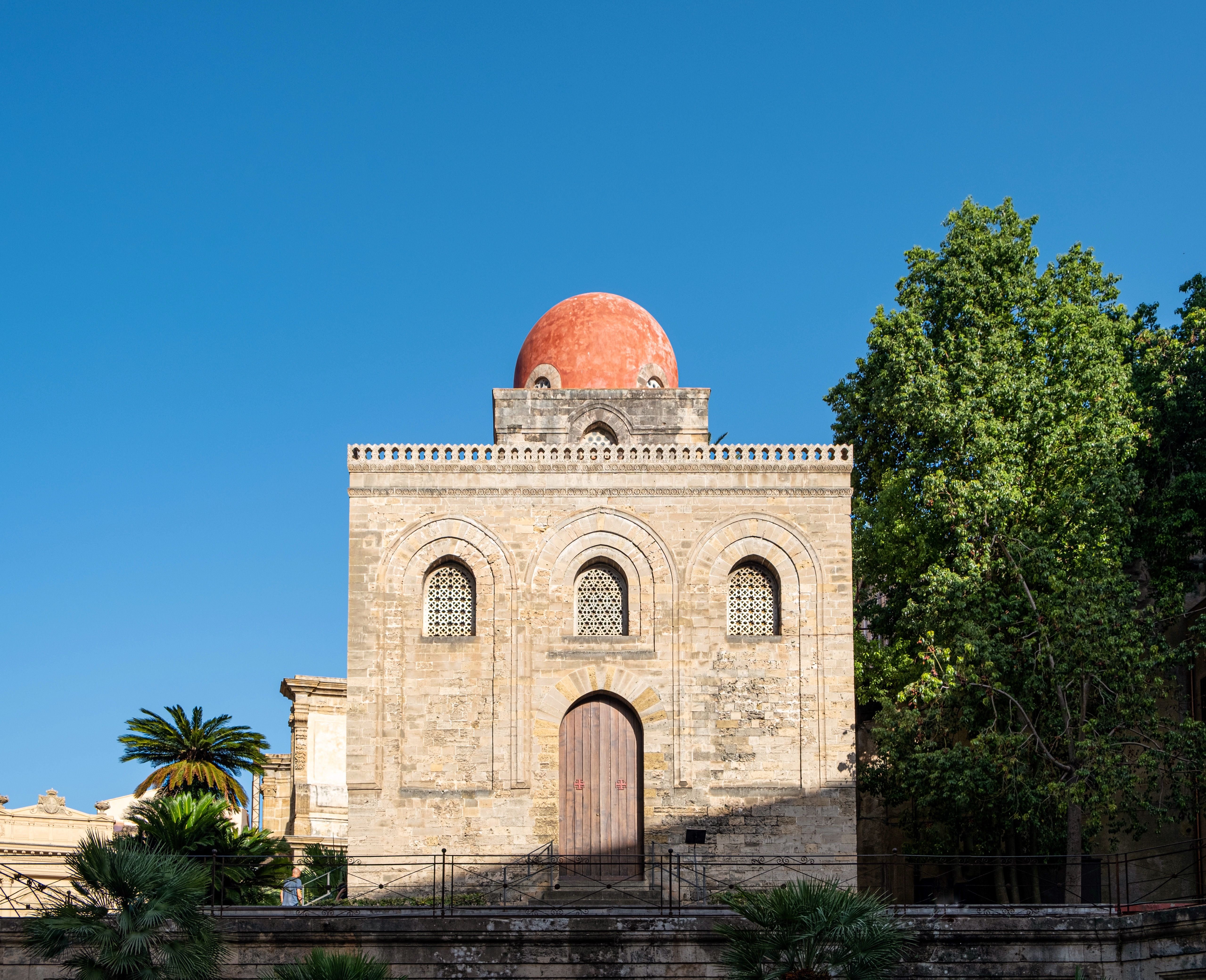 Historic Palermo Church with Red Dome Under Blue Sky · Free Stock Photo