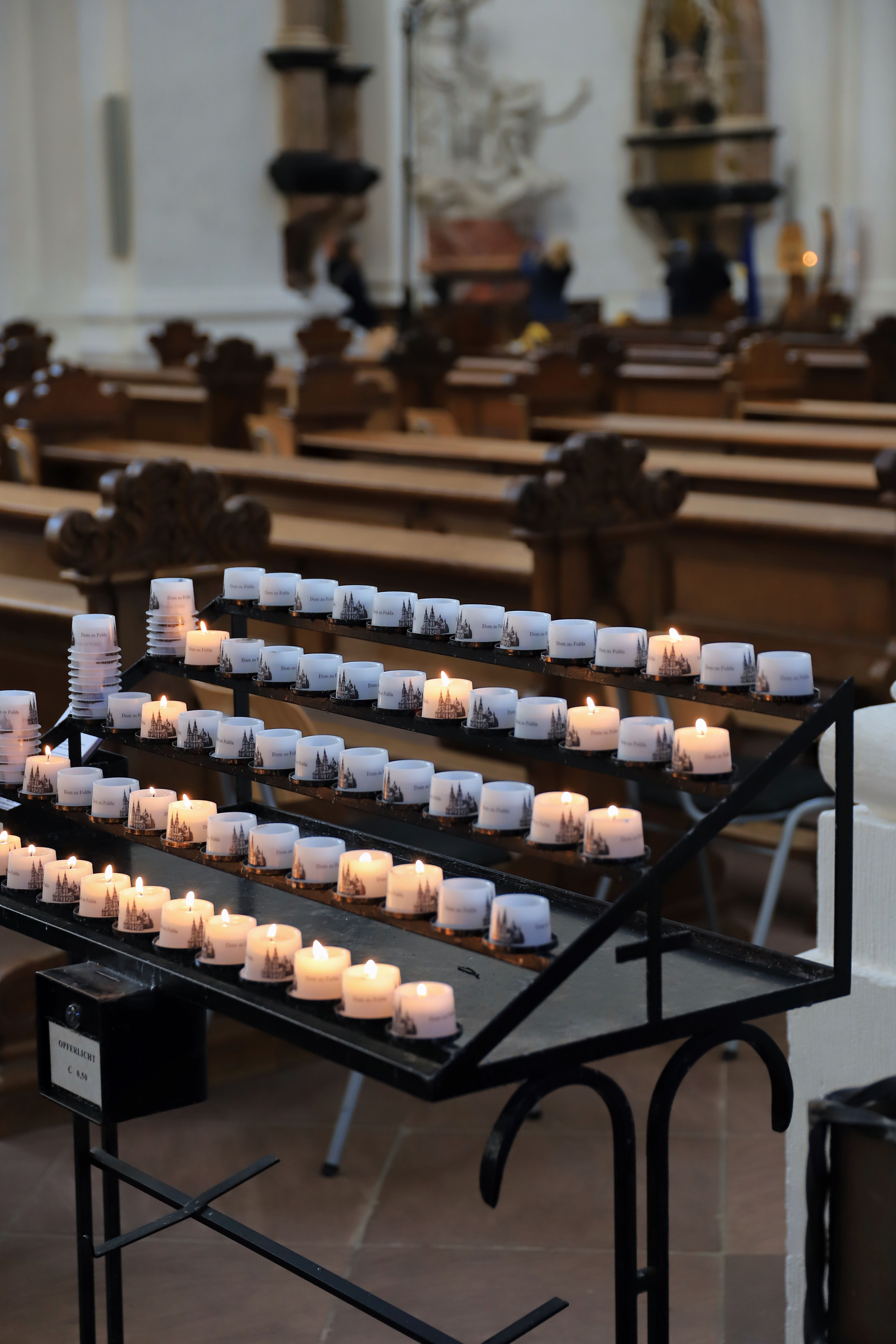 Candlelit Church Interior in Fulda, Germany · Free Stock Photo