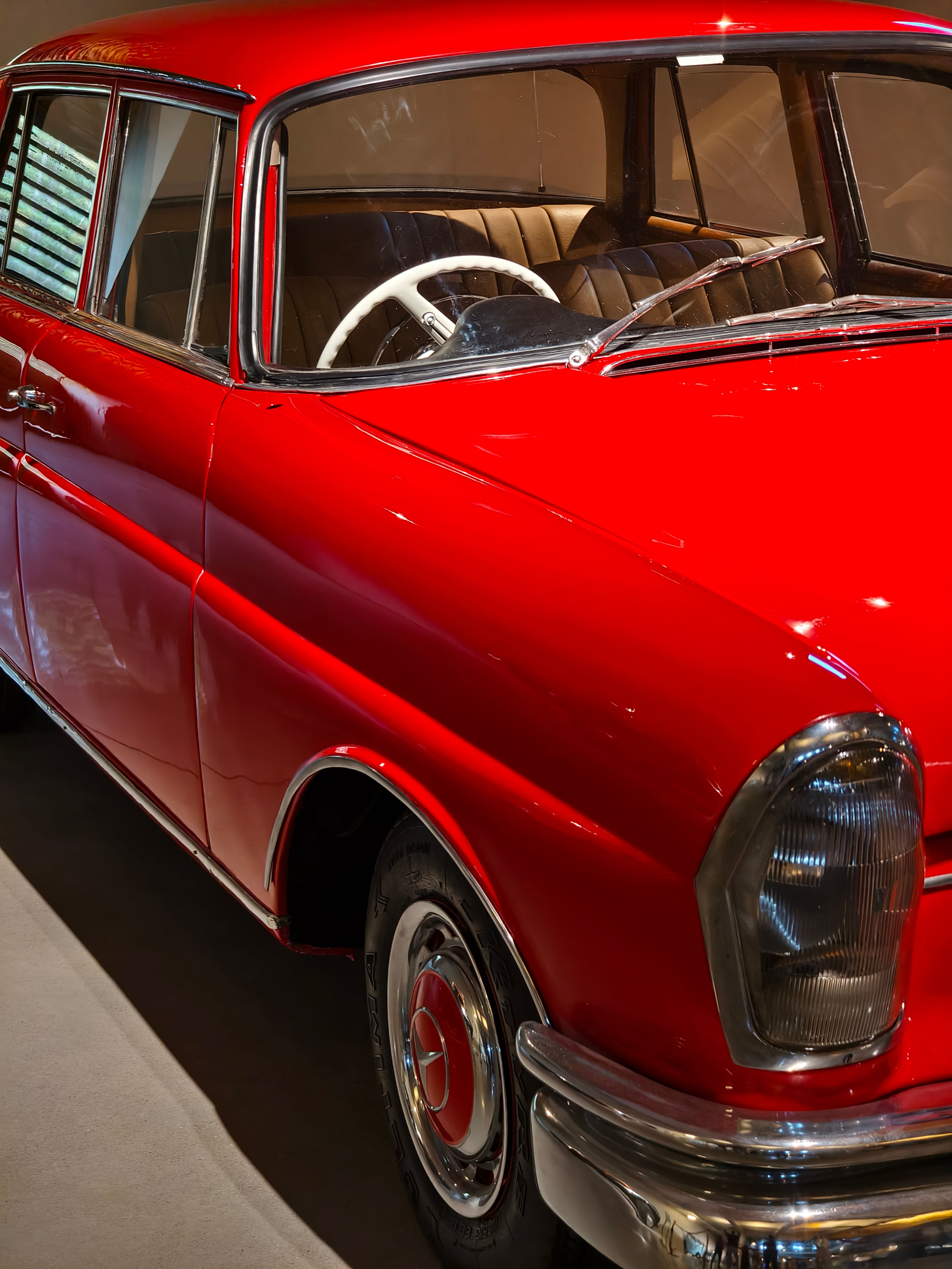 Classic Red Vintage Car in Showroom · Free Stock Photo