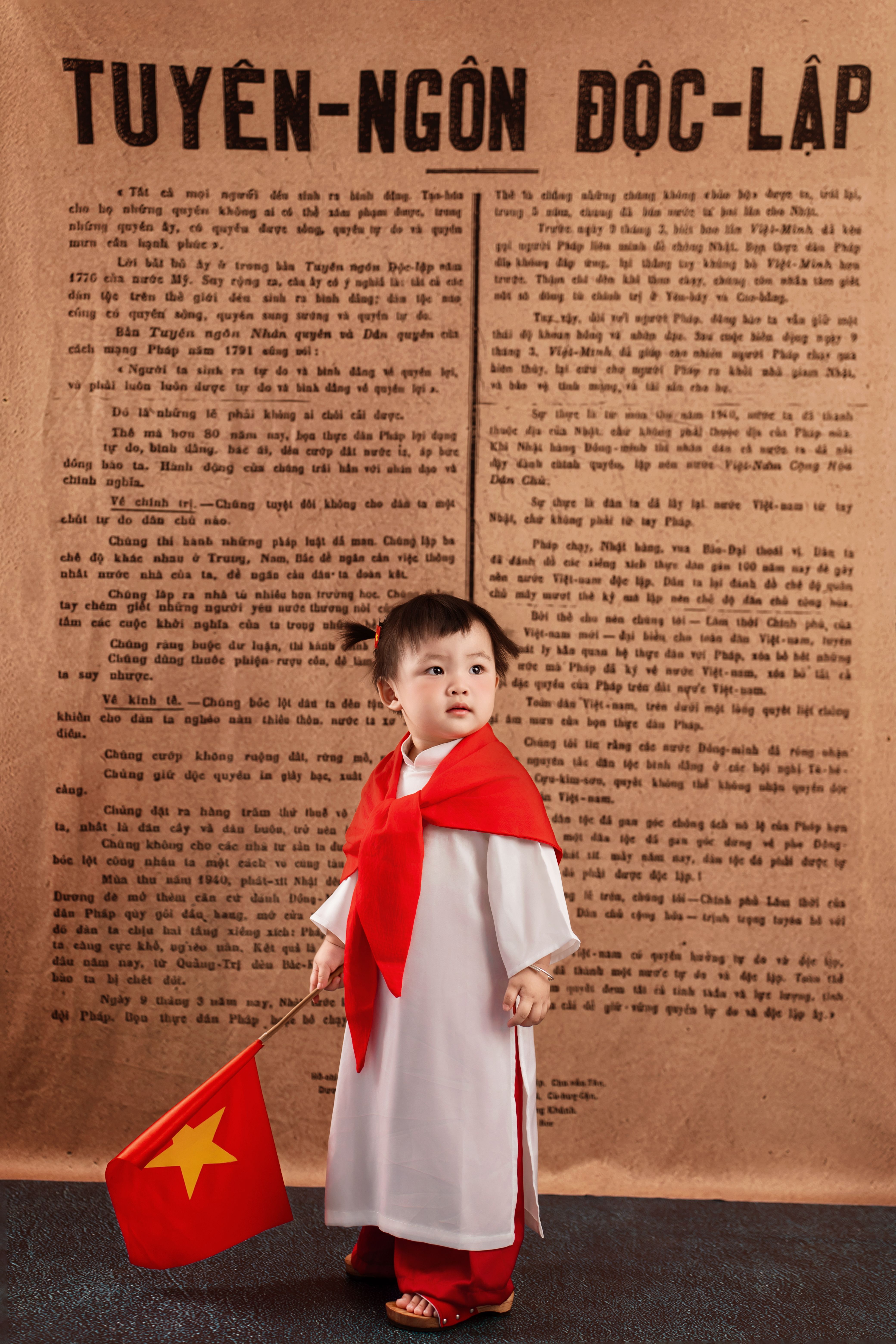 Cute Child in Traditional Vietnamese Outfit with Flag · Free Stock Photo